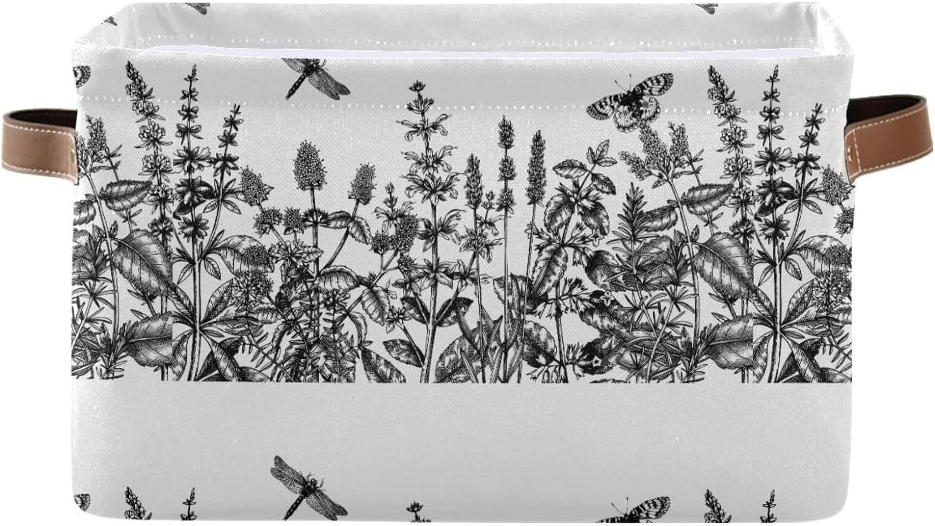 FREEAMG Vintage Wildflower Foldable Canvas Storage Bin, Sturdy Fabric ...