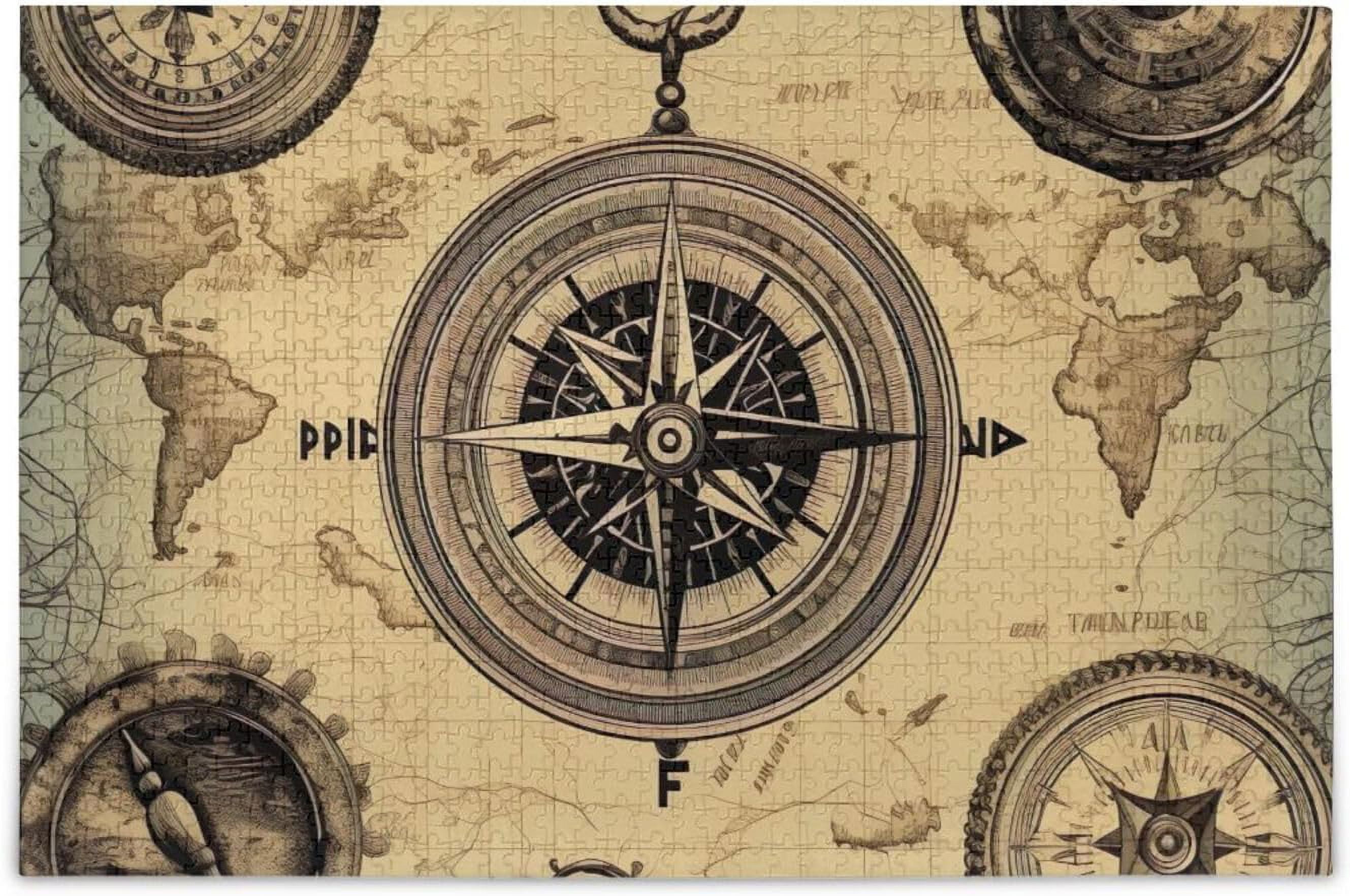 FREEAMG Vintage World Map Puzzle 1000 Pieces - Wooden Jigsaw Puzzles ...