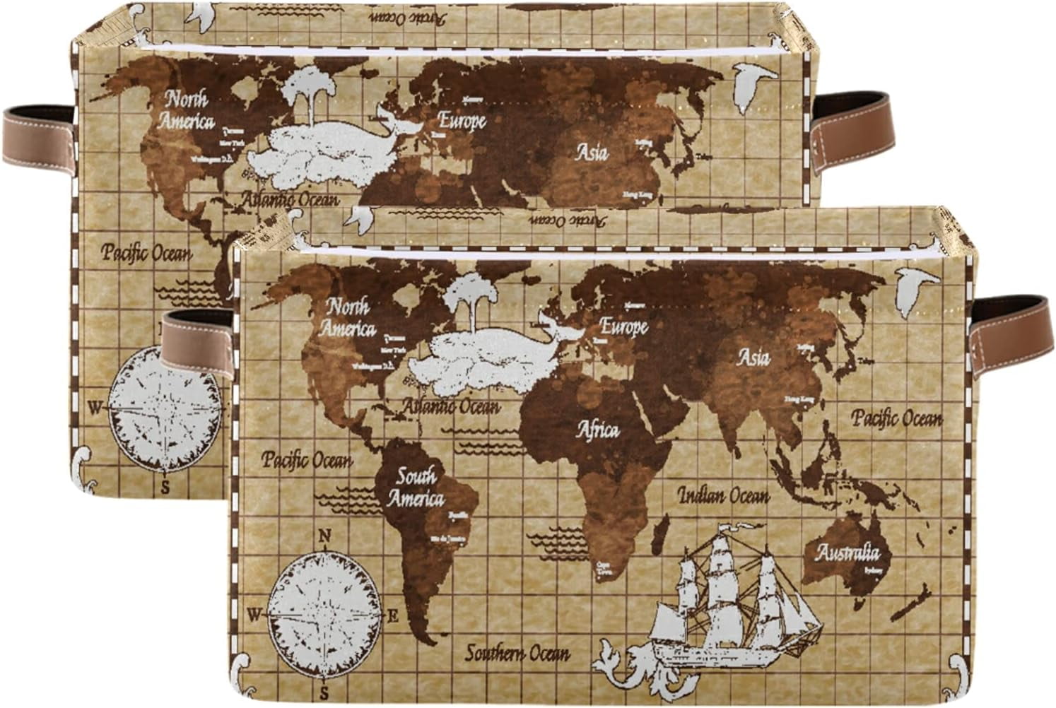 FREEAMG Vintage World Map Storage Bin for Toy Storage Basket Dirty ...