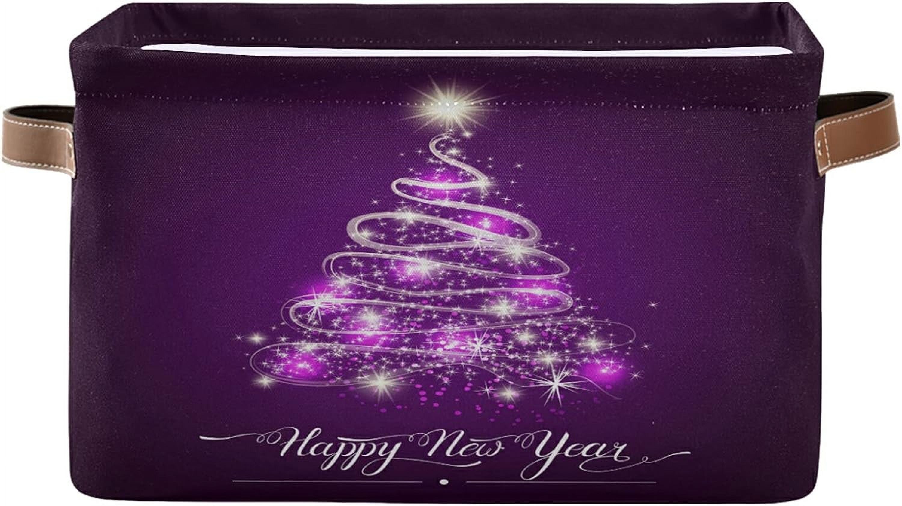 FREEAMG Violet Merry Christmas Tree Shine Stars Storage Bin for Toy ...