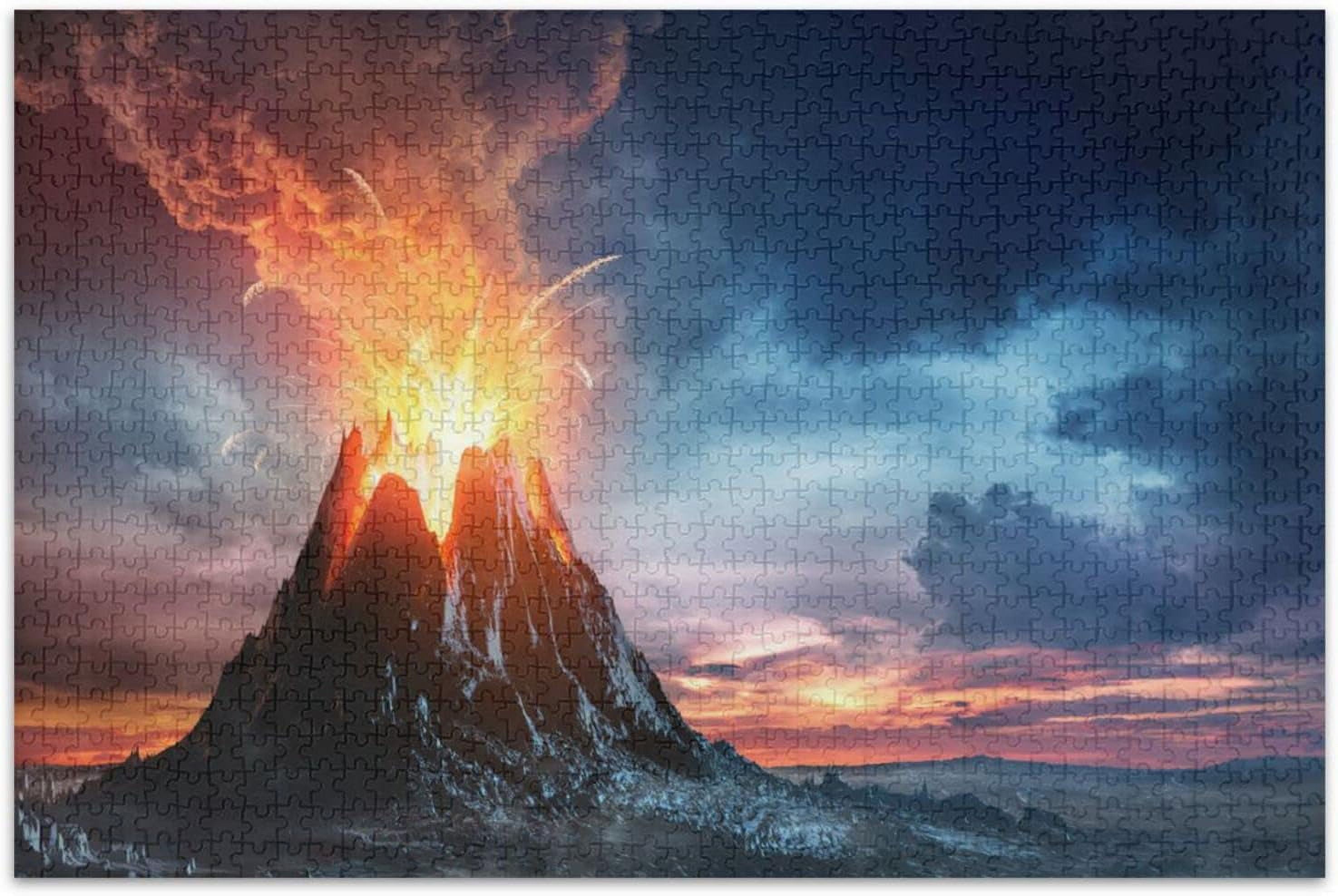 FREEAMG Volcanic Eruption 500 Piece Jigsaw Puzzle, Wall Artwork Puzzle ...