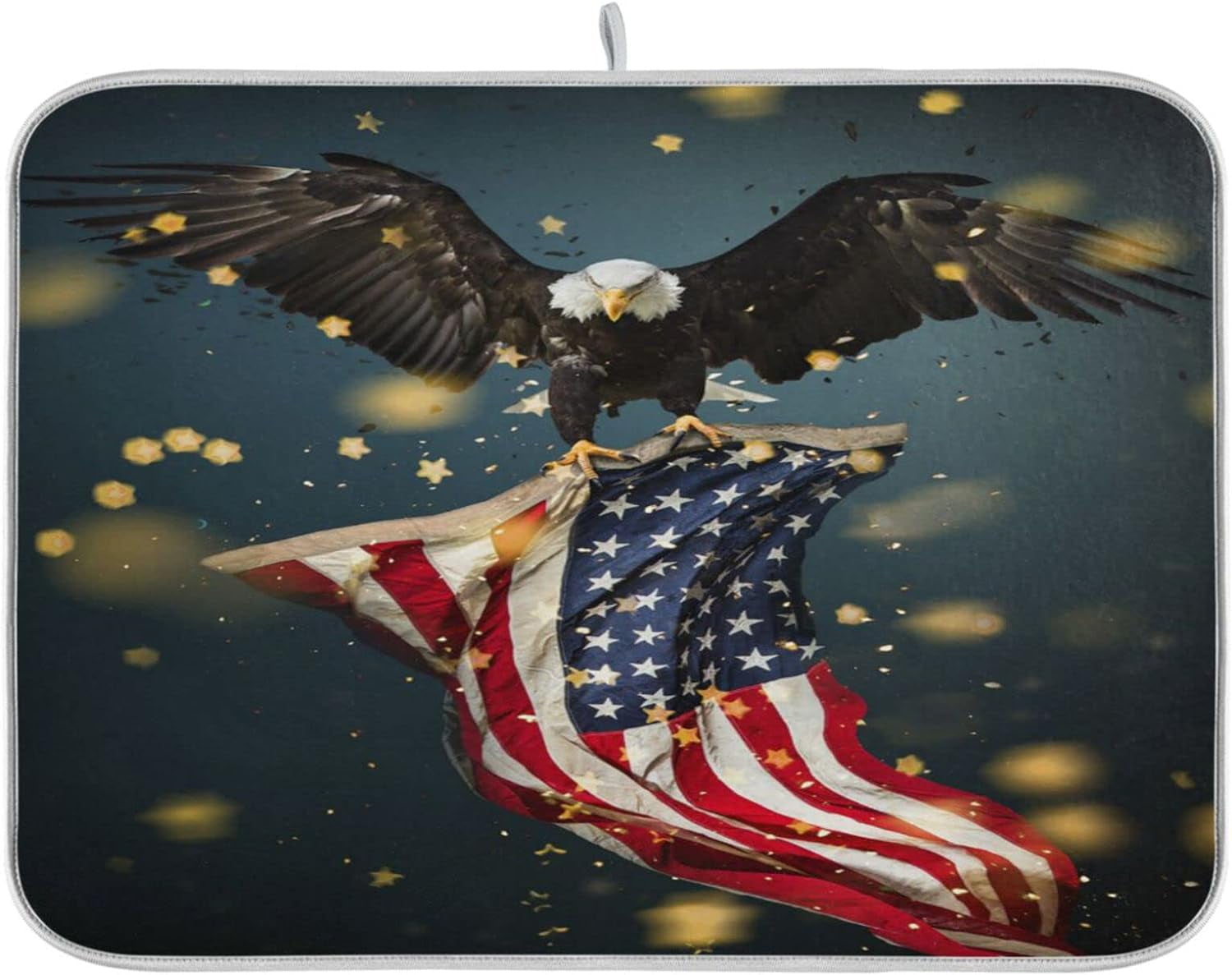 FREEAMG Vulture Flying with American Flag Absorbent Dish Drying Mat, 16 ...