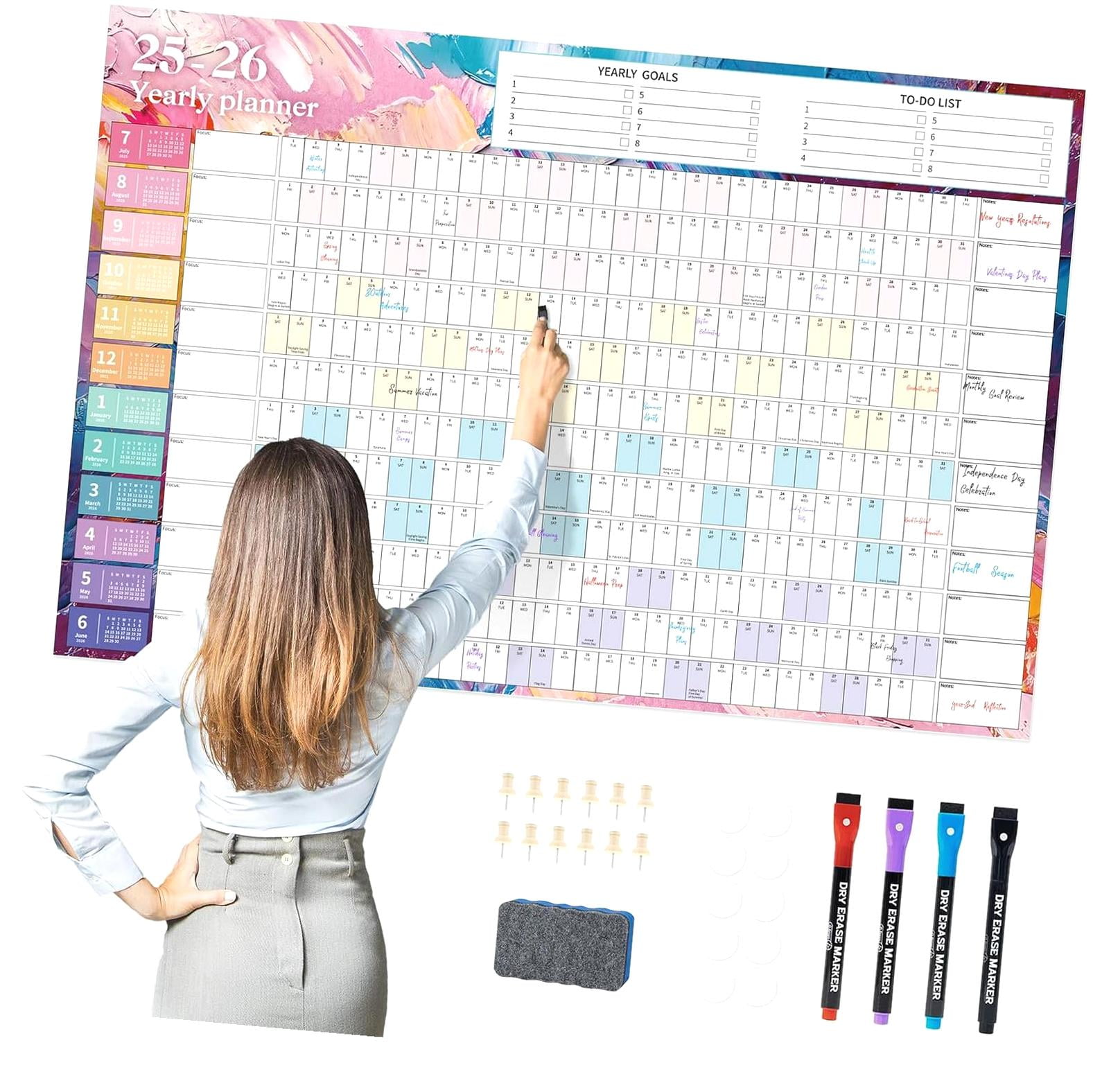 FREEAMG Wall Calendar 2025-2026 Academic Year, School Year Calendar 48 ...