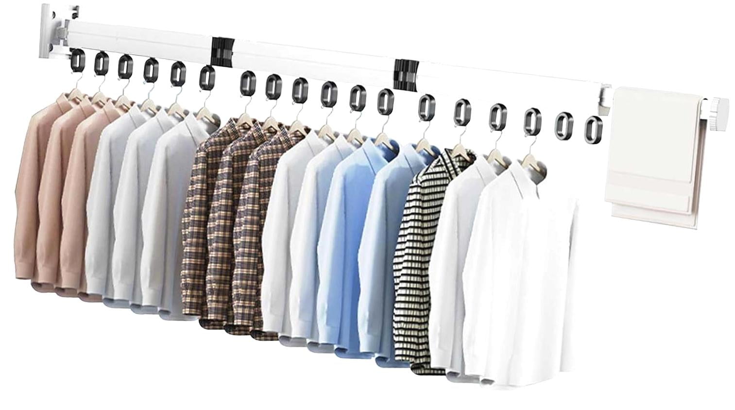 FREEAMG Wall Mounted Drying Rack, 360° Rotating Laundry Organizer with ...