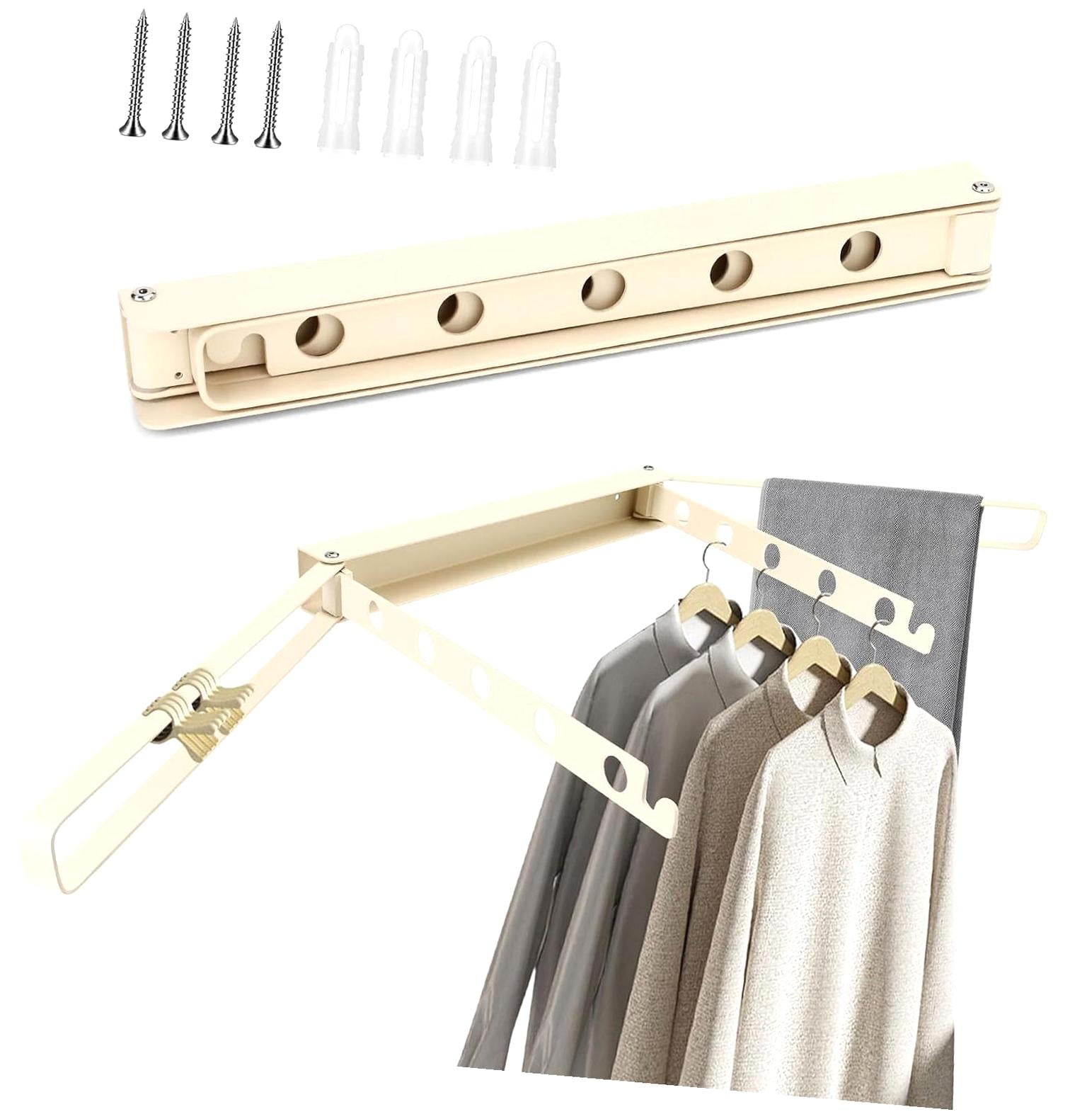 FREEAMG Wall-Mounted Foldable Laundry Drying Rack, 4 Swivel Rods, Space ...