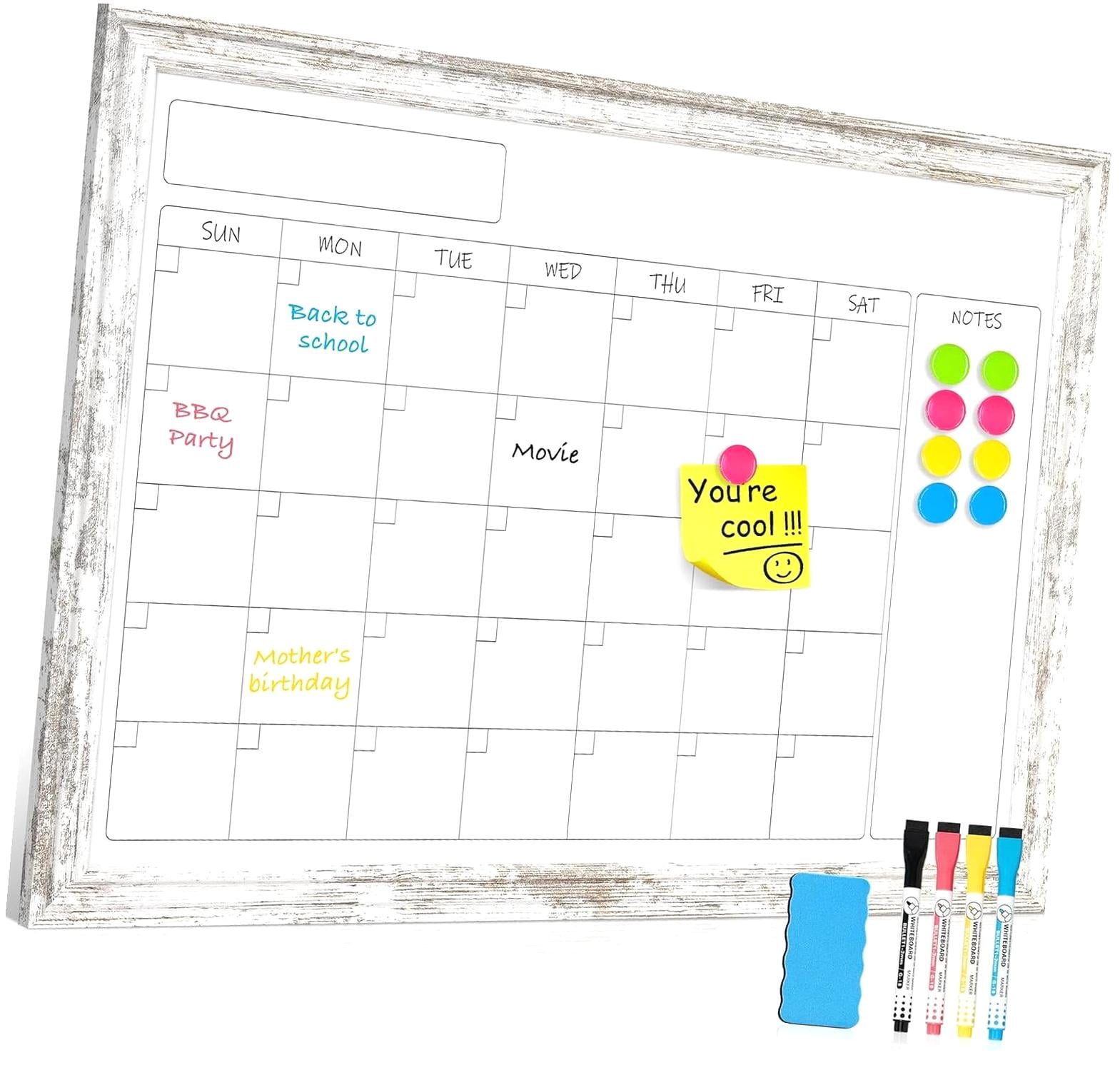 FREEAMG Wall-Mounted Monthly Calendar Whiteboard, 36" x 24" Magnetic ...