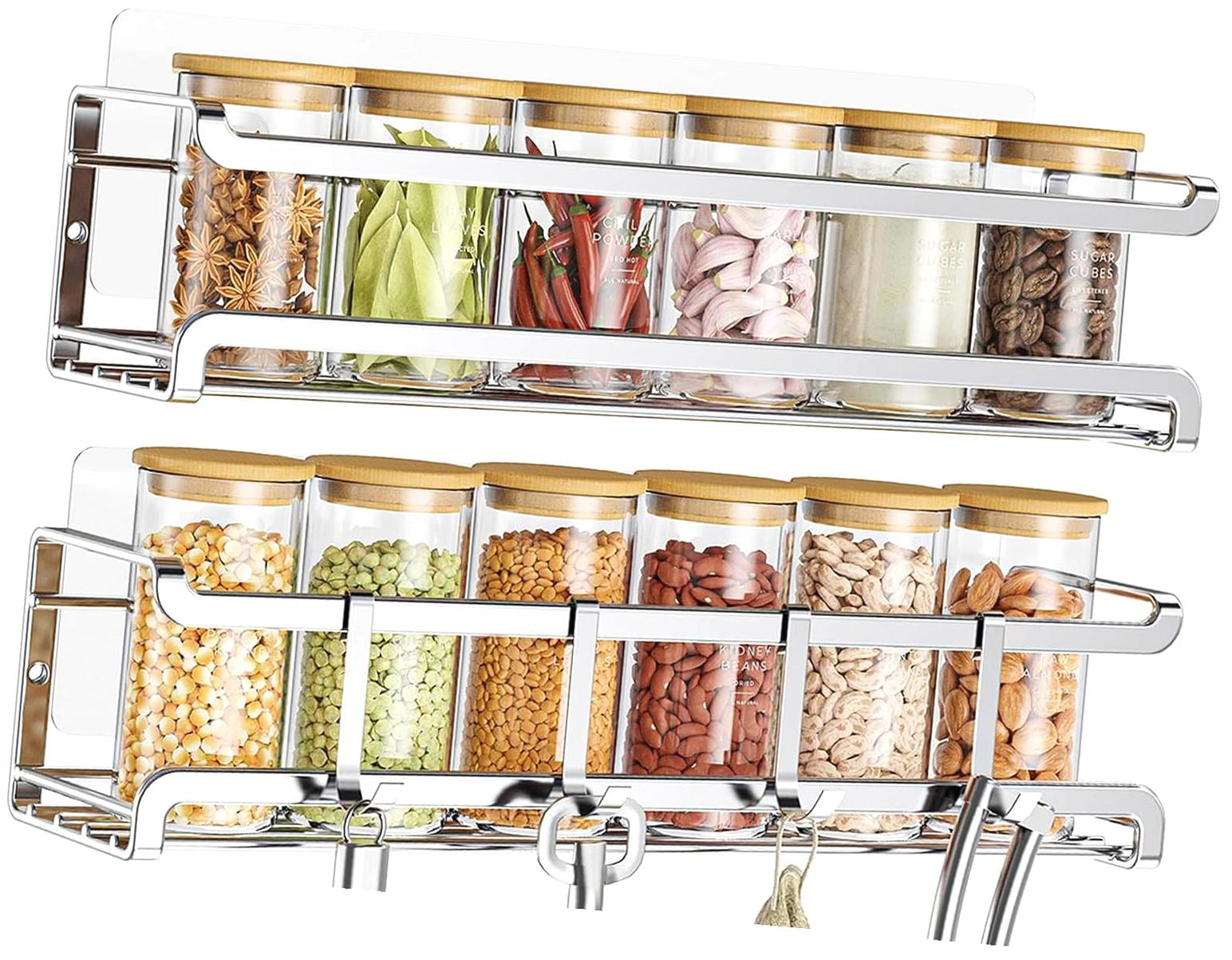 FREEAMG Wall-Mounted Spice Rack, 2-Pack, Compact Spice Storage Solution ...