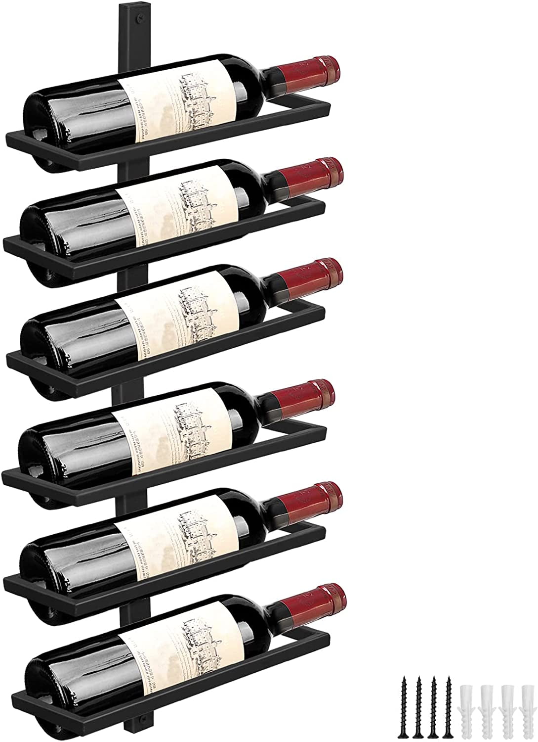 FREEAMG Wall Mounted Wine Rack, Adjustable Separable Black Metal ...