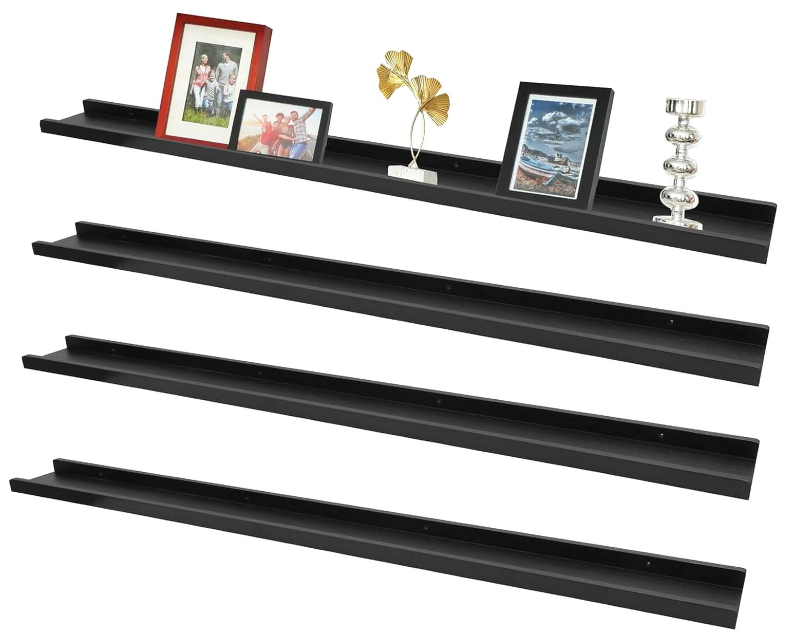 FREEAMG Wall Picture Shelves, 24" Wooden Floating Ledge Shelf Set of 4 ...