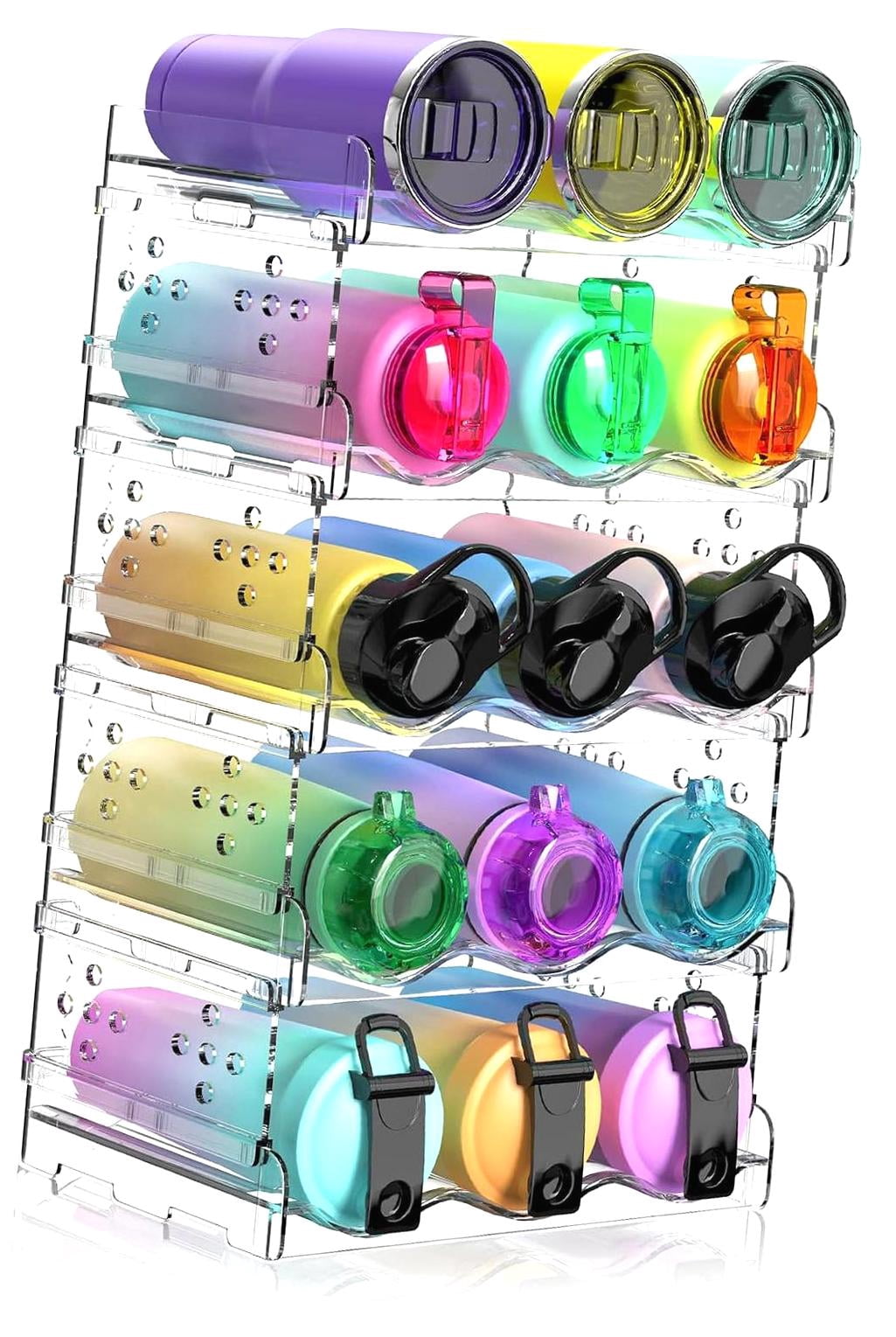 FREEAMG Water Bottle Organizer - 5 Piece Stackable Cup Holder Set for ...