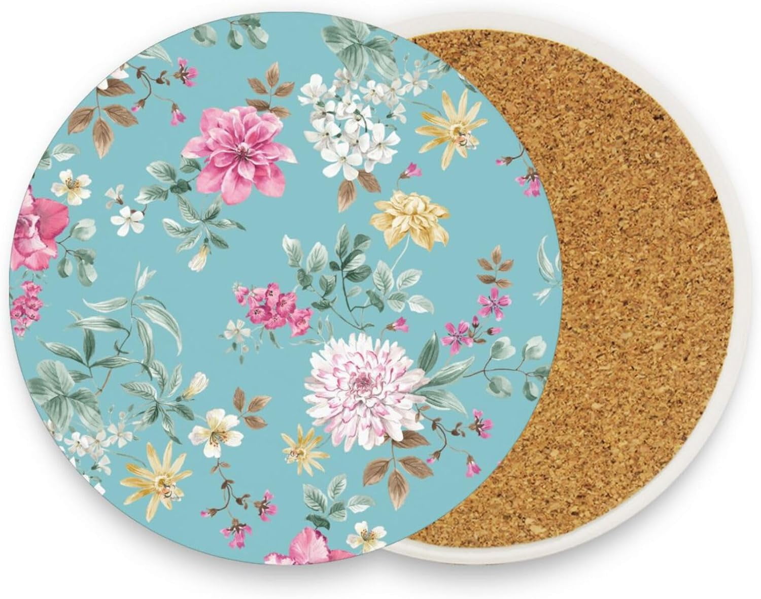 FREEAMG Watercolor Bouquet Coasters for Drinks Set of 2, Absorbent ...