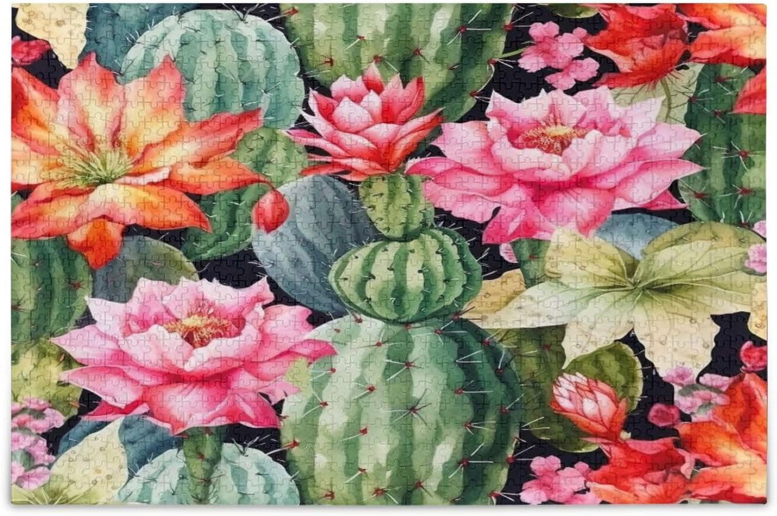 FREEAMG Watercolor Cactus Jigsaw Puzzles for Adults 1000 Piece, Puzzles ...