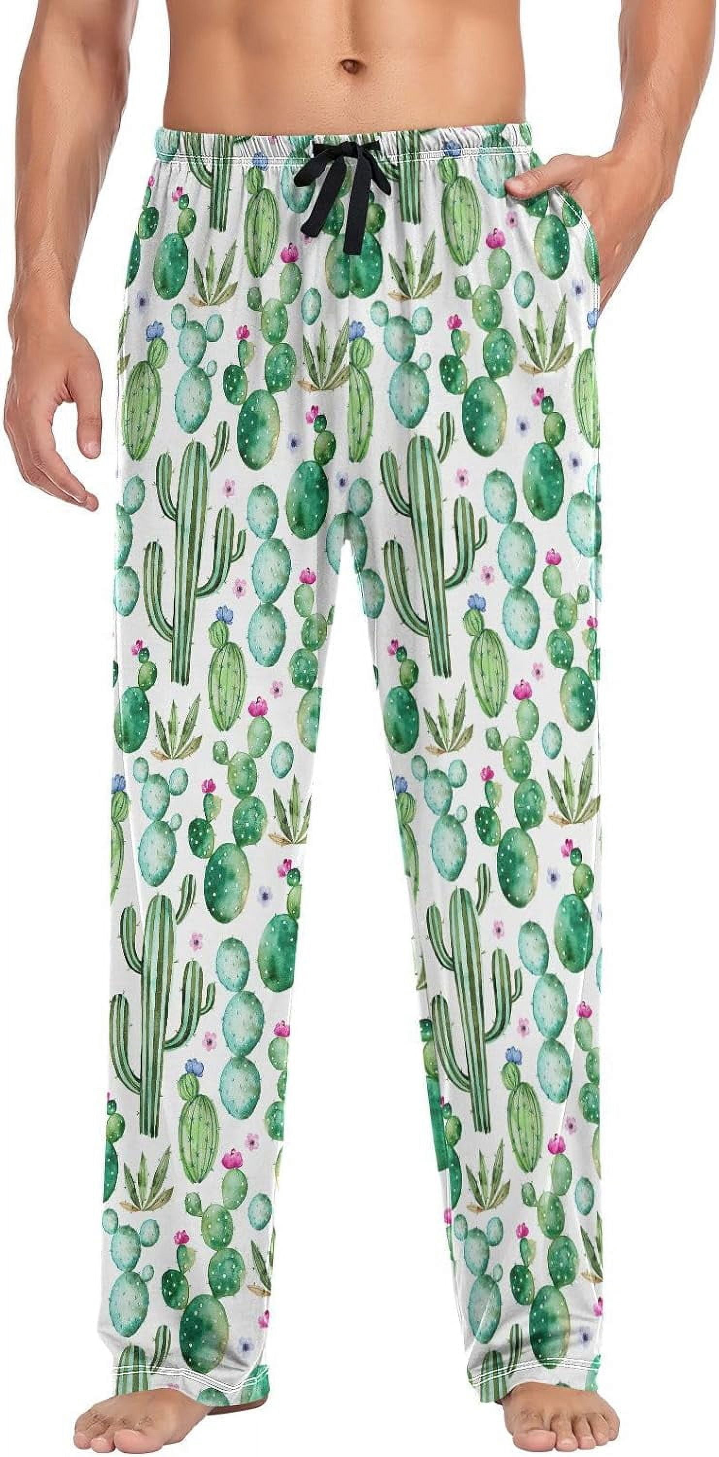 FREEAMG Watercolor Cactus Plants Pajama Pants for Men, Men's Separate ...