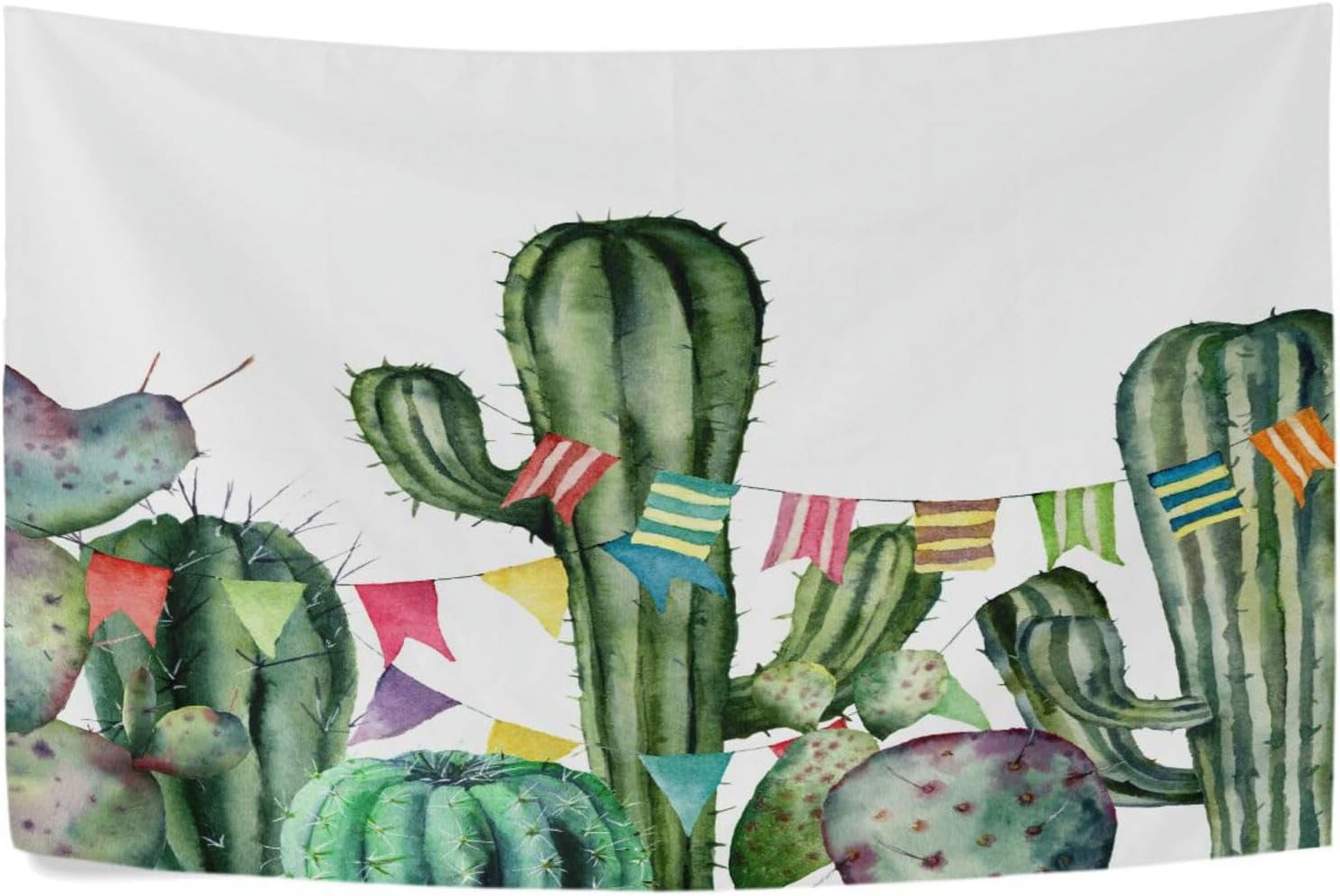 FREEAMG Watercolor Cactus Tapestry Aesthetic Tapestry Wall Hanging for ...