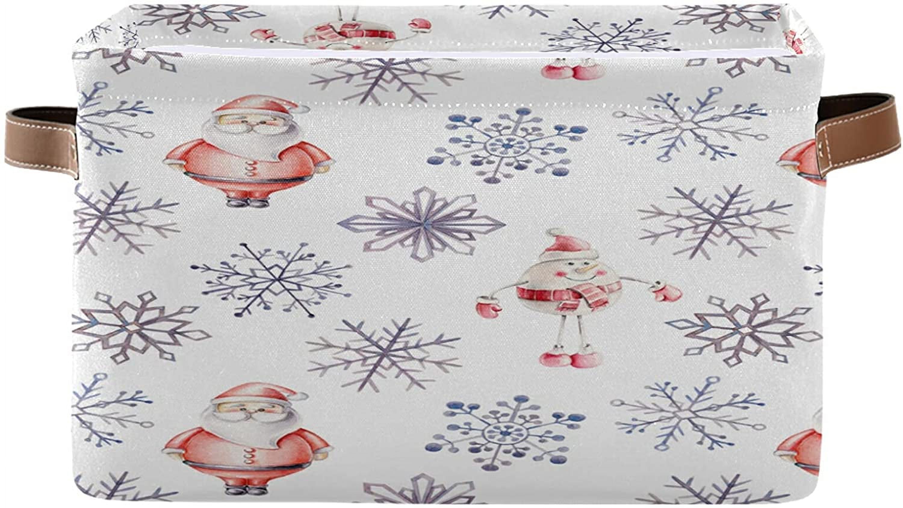 FREEAMG Watercolor Christmas with Santa Claus and Snowflakes Storage ...