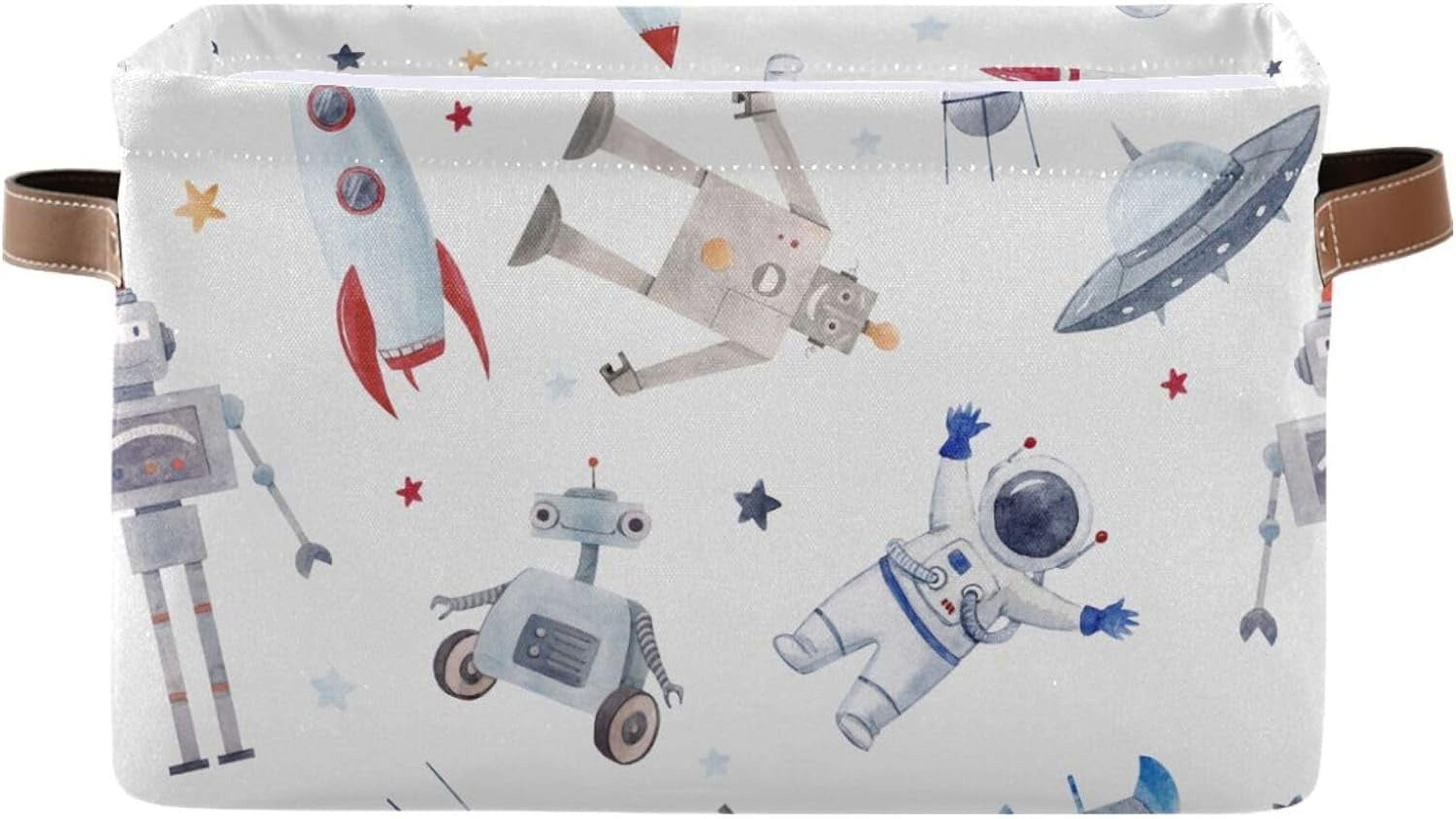 FREEAMG Watercolor Cute Robots Storage Basket, Durable Canvas Organizer ...