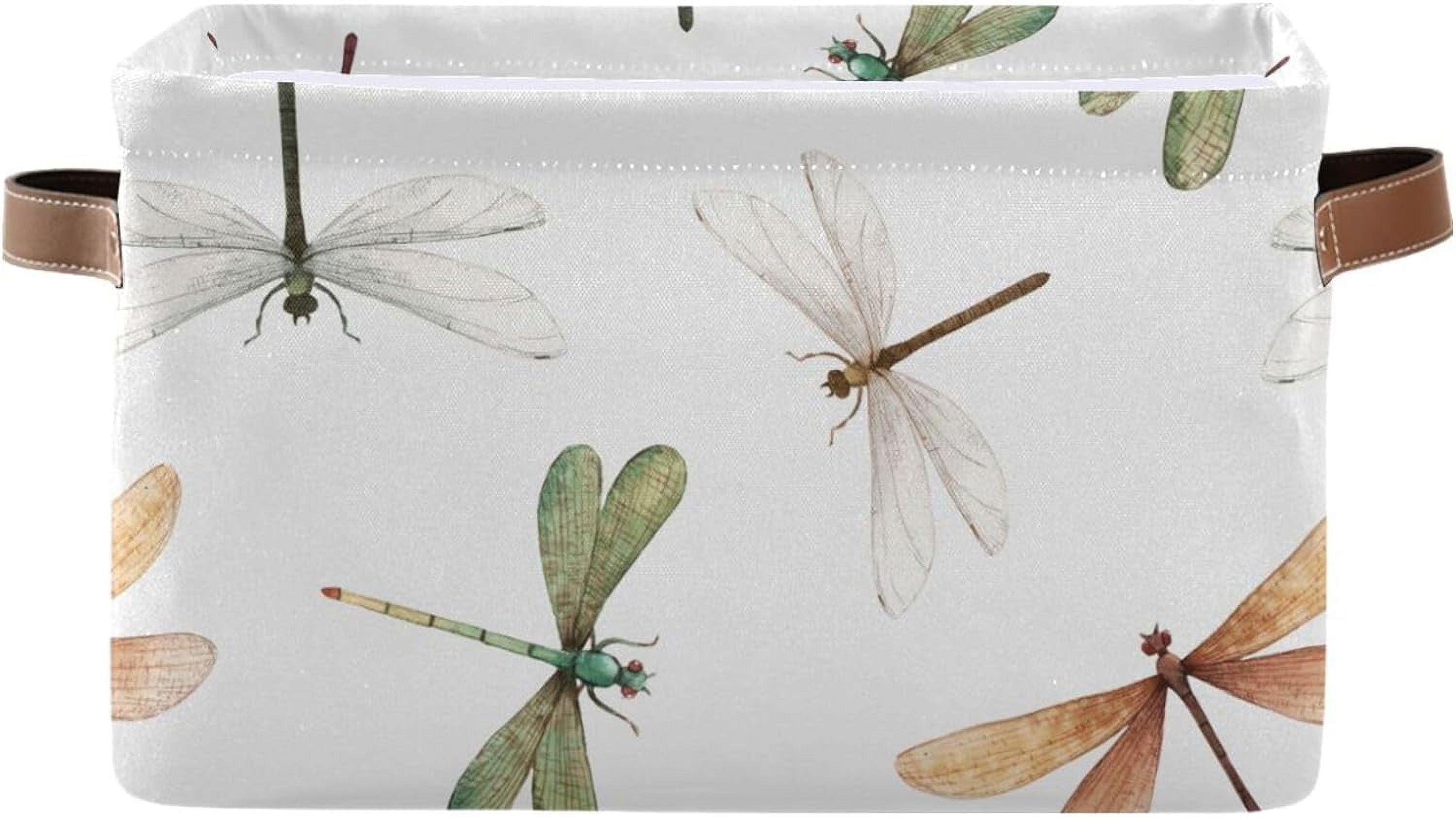 FREEAMG Watercolor Dragonfly Storage Basket, Durable Canvas Organizer ...