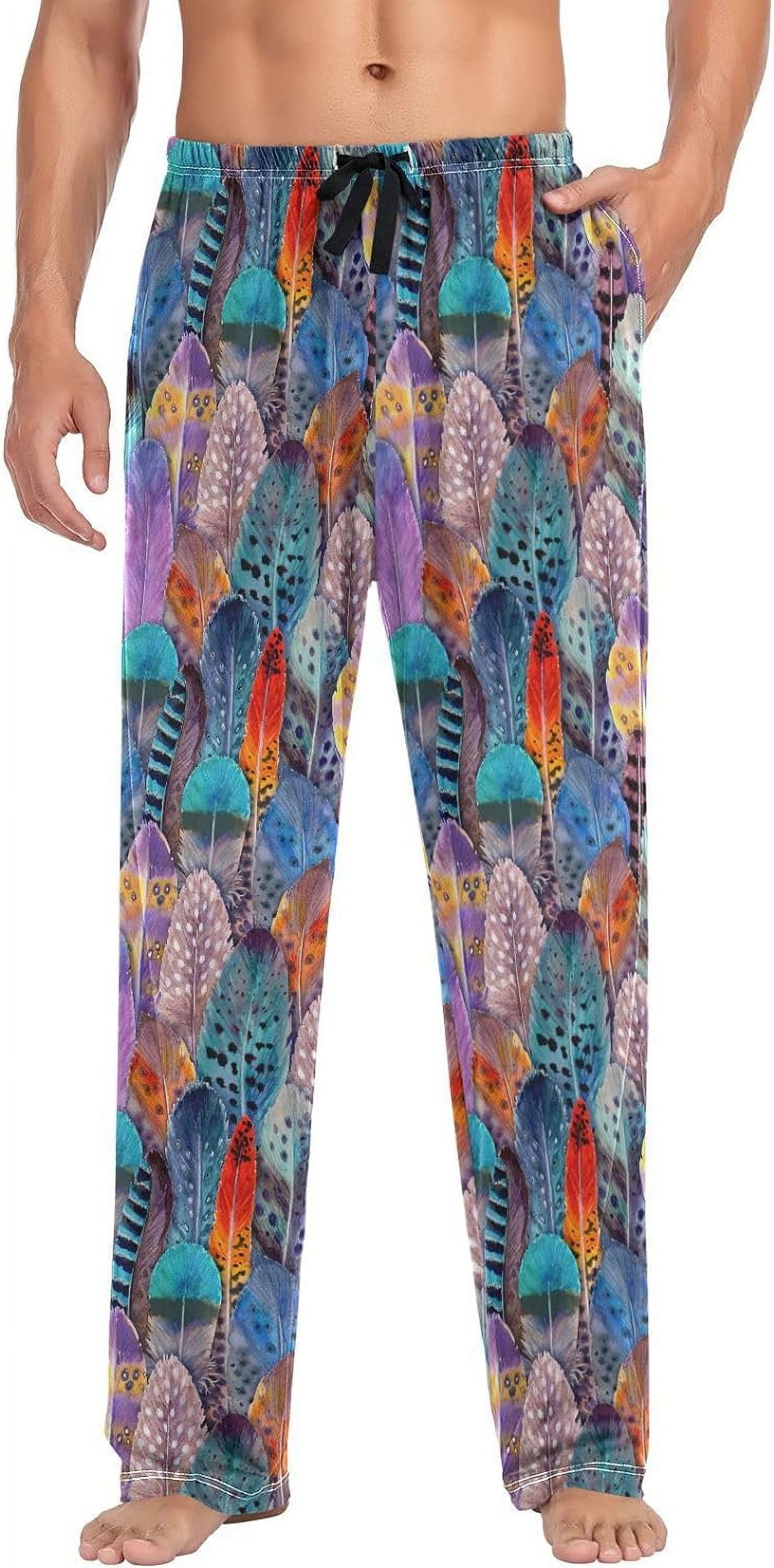 FREEAMG Watercolor Feathers Pajama Pants for Men, Men's Separate ...