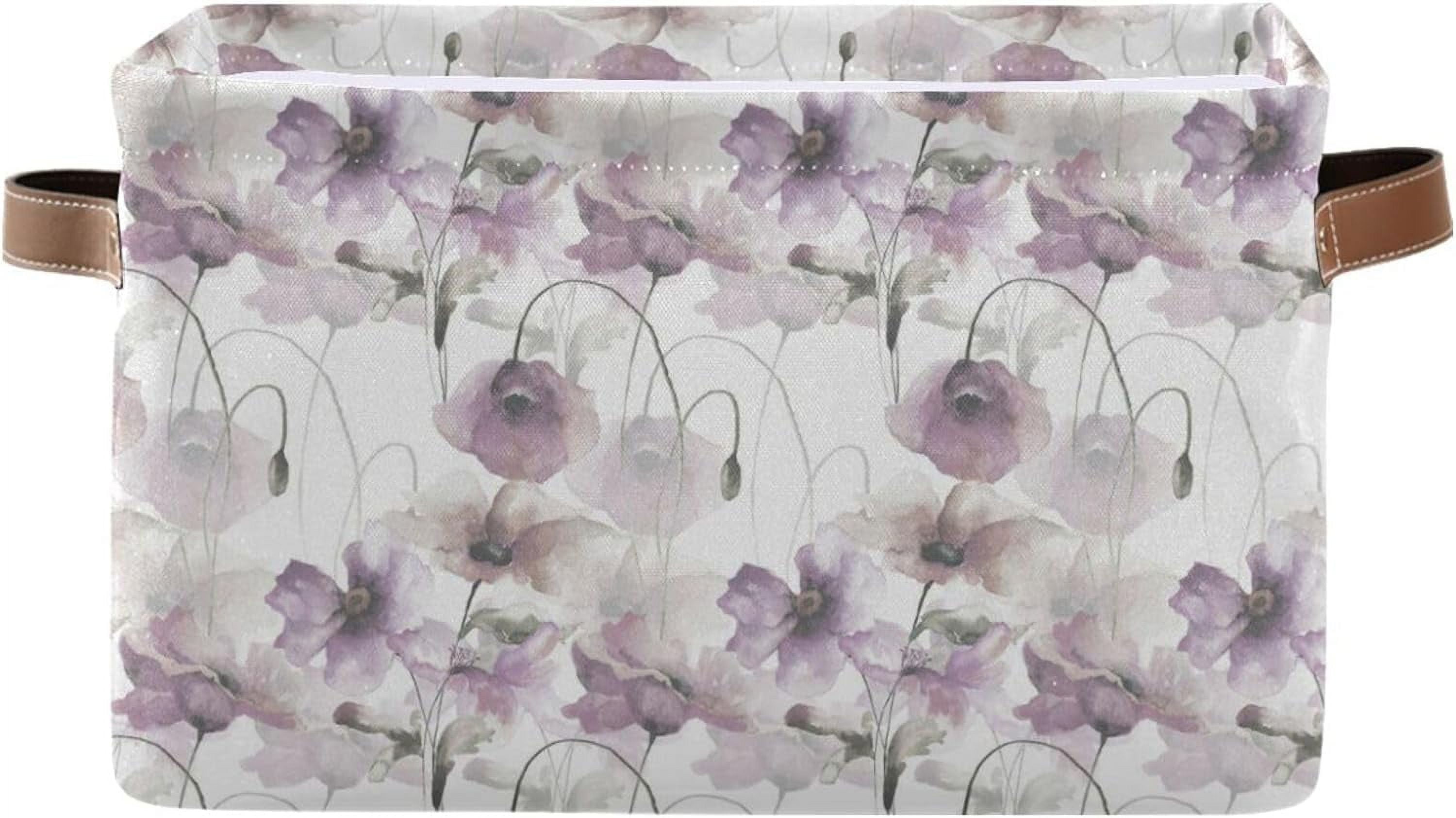 FREEAMG Watercolor Flowers Foldable Canvas Storage Bin, Sturdy Fabric ...