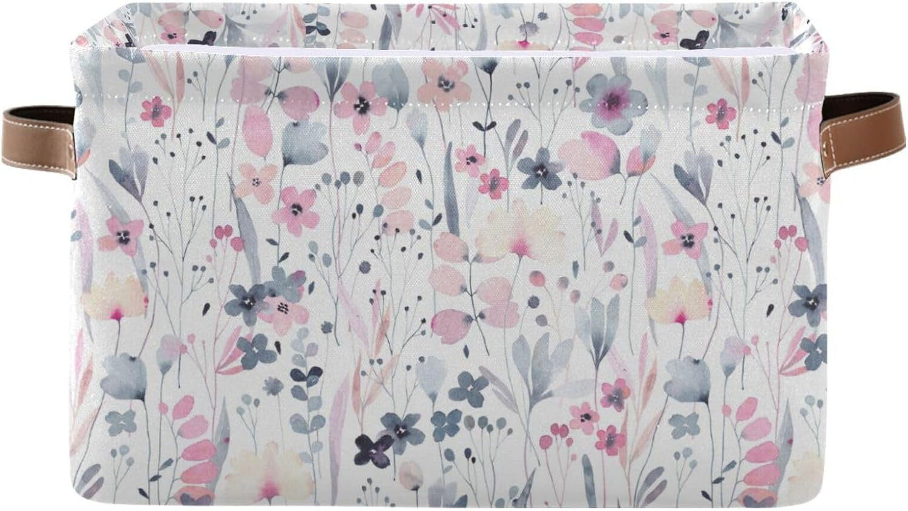 FREEAMG Watercolor Flowers Foldable Canvas Storage Bin, Sturdy Fabric ...