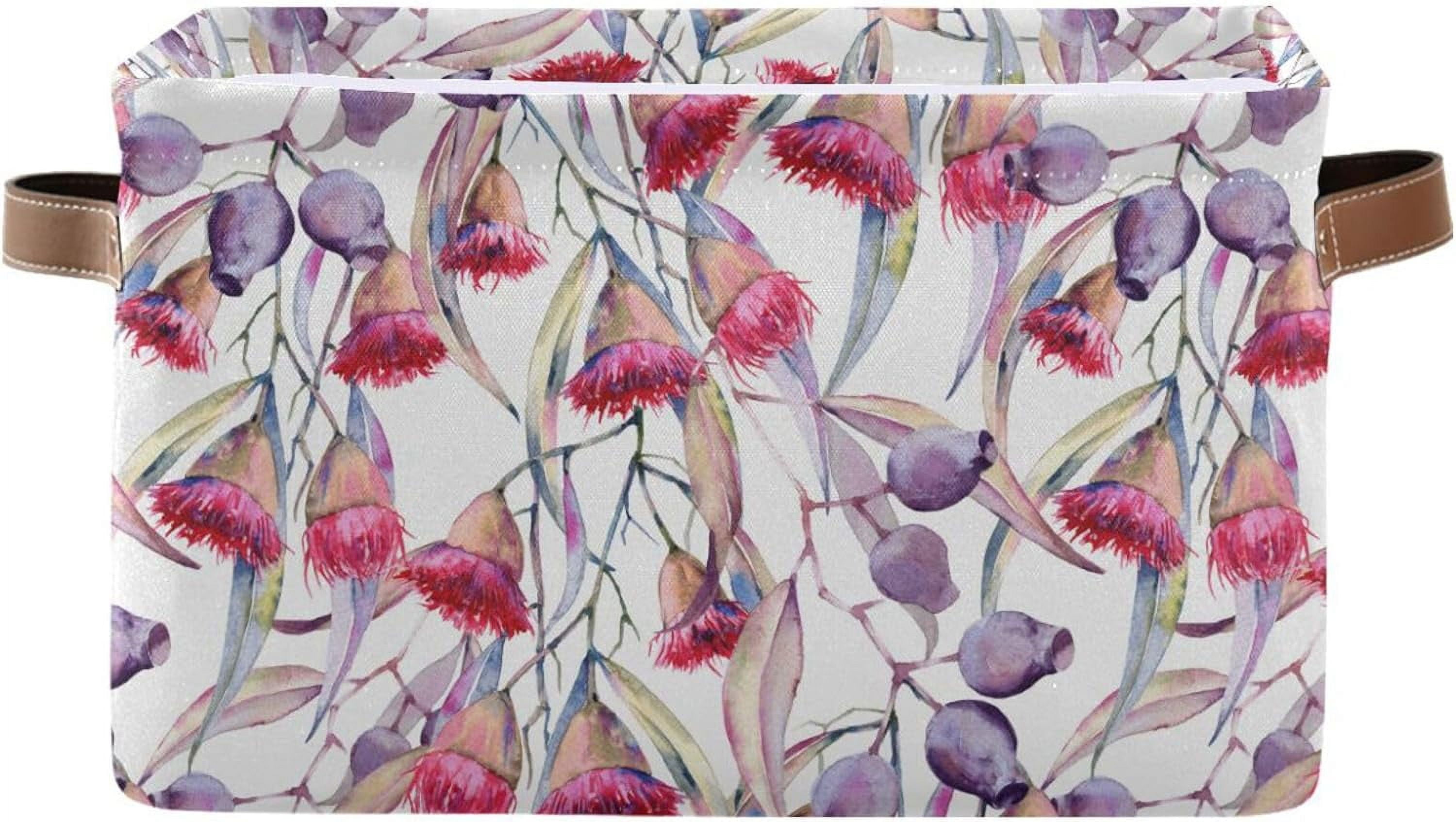 FREEAMG Watercolor Flowers Foldable Canvas Storage Bin, Sturdy Fabric ...