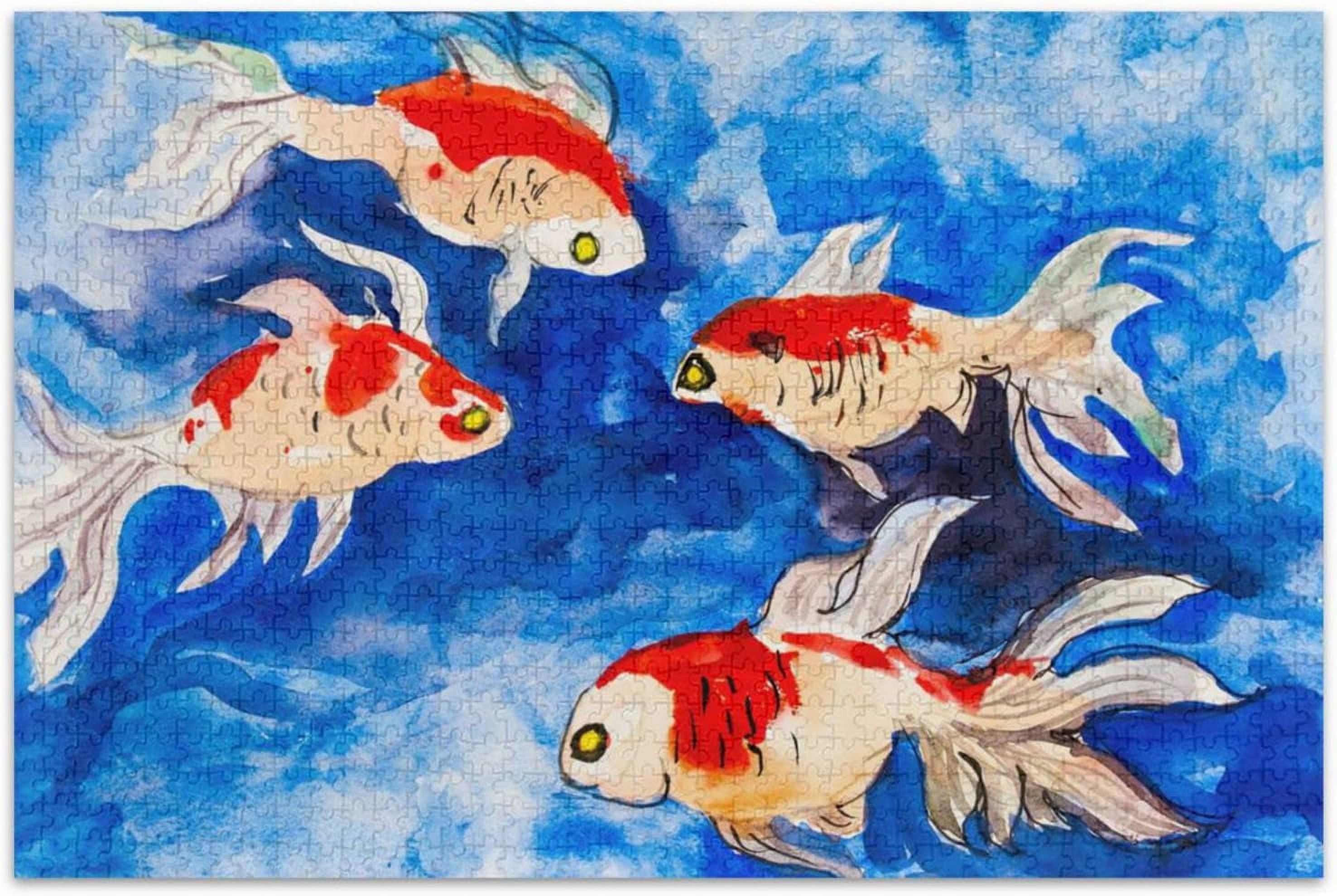 FREEAMG Watercolor Goldfish 1000 Piece Jigsaw Puzzle, Wall Artwork ...