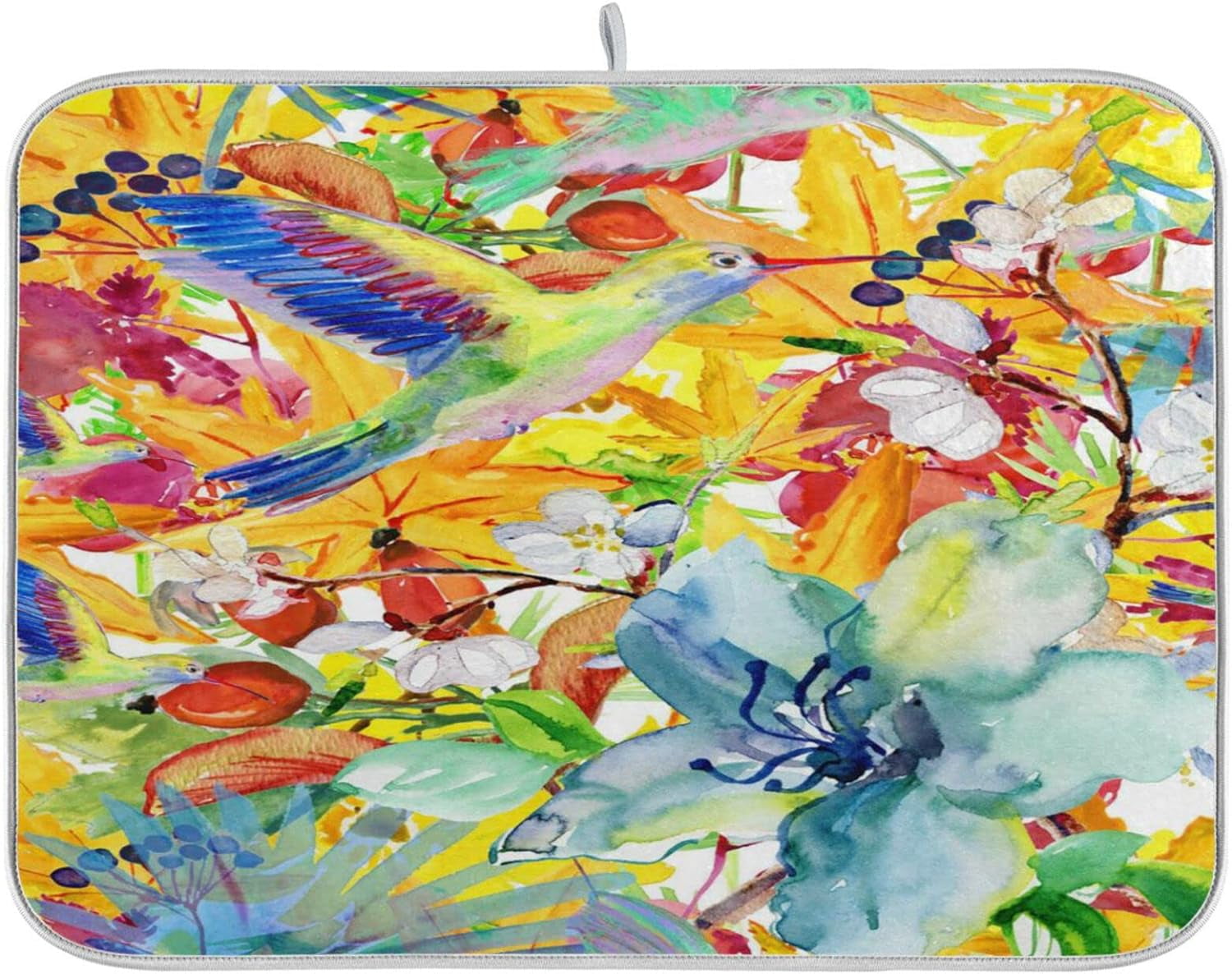 FREEAMG Watercolor Hummingbird Dish Drying Mat for Kitchen, 16 x 18 ...