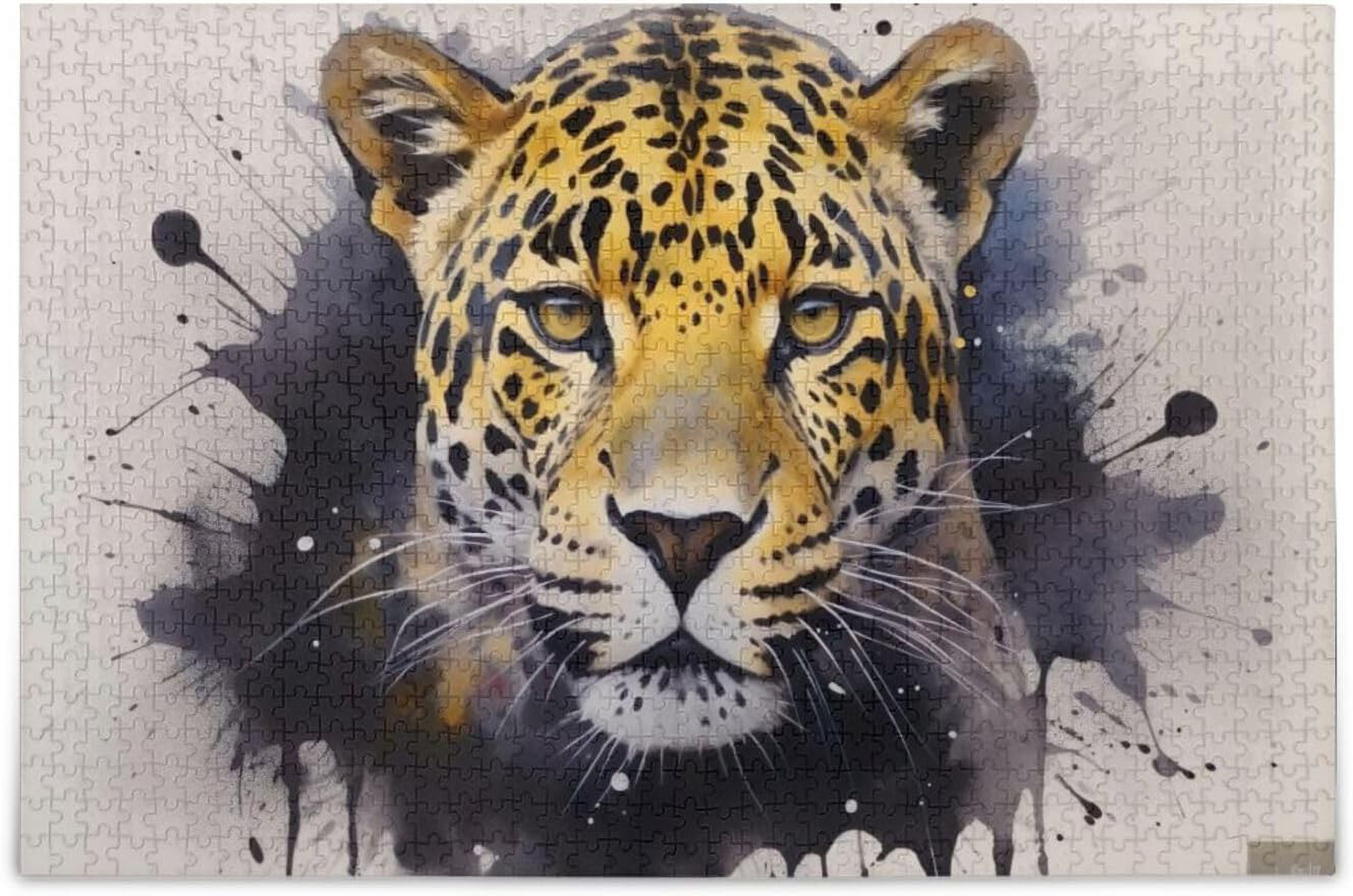 FREEAMG Watercolor Jaguar Puzzle 1000 Pieces - Wooden Jigsaw Puzzles ...