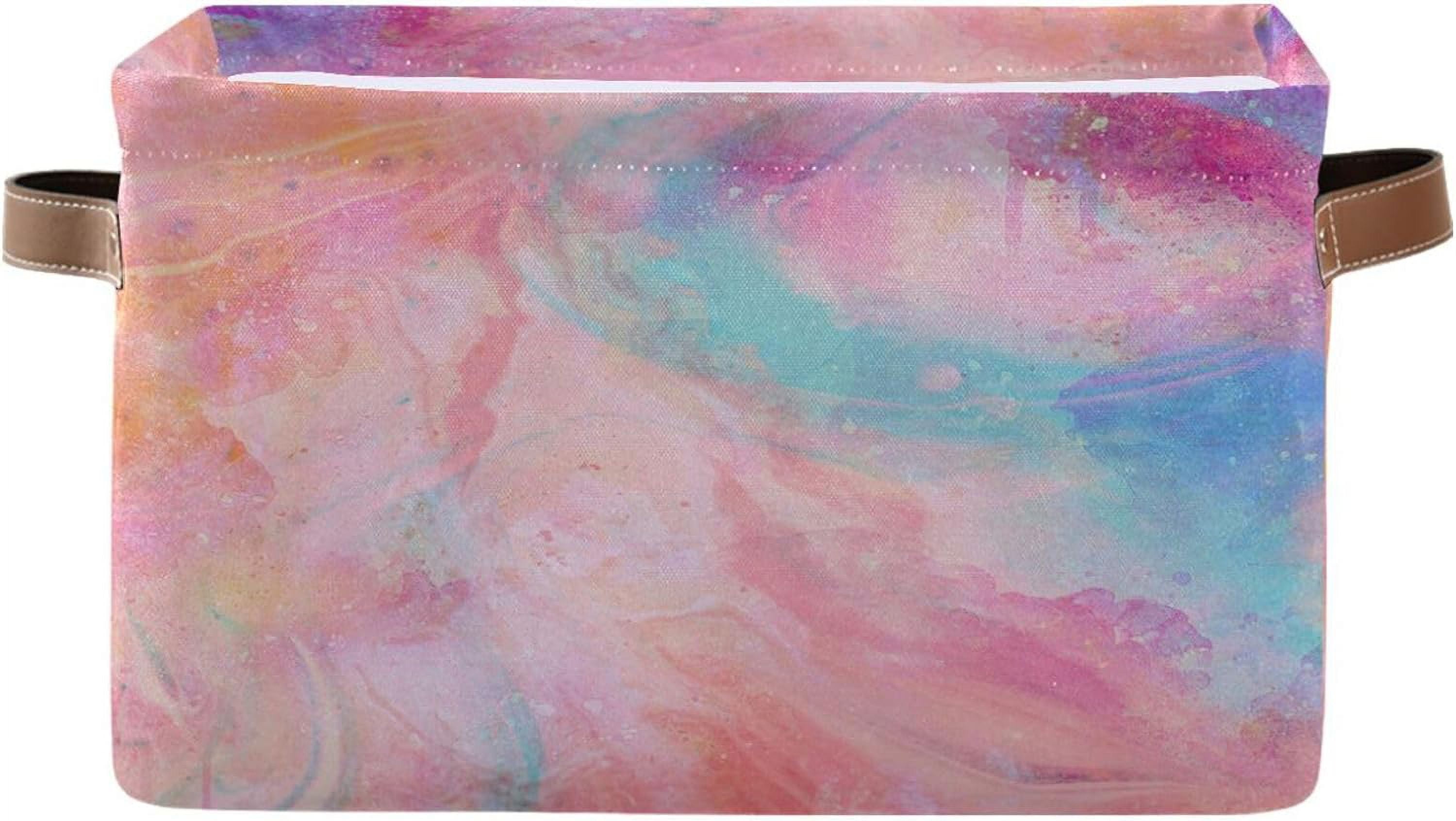 FREEAMG Watercolor Large Square Storage Basket Bin with Handles 2PCS ...