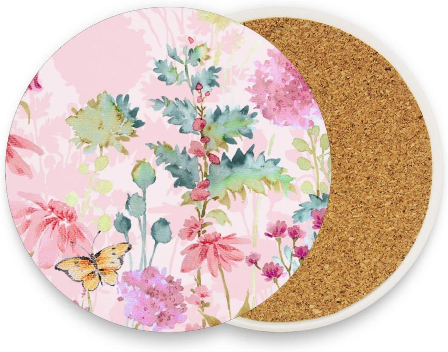 FREEAMG Watercolor Paisley Flowers Coasters for Drinks Set of 2 ...