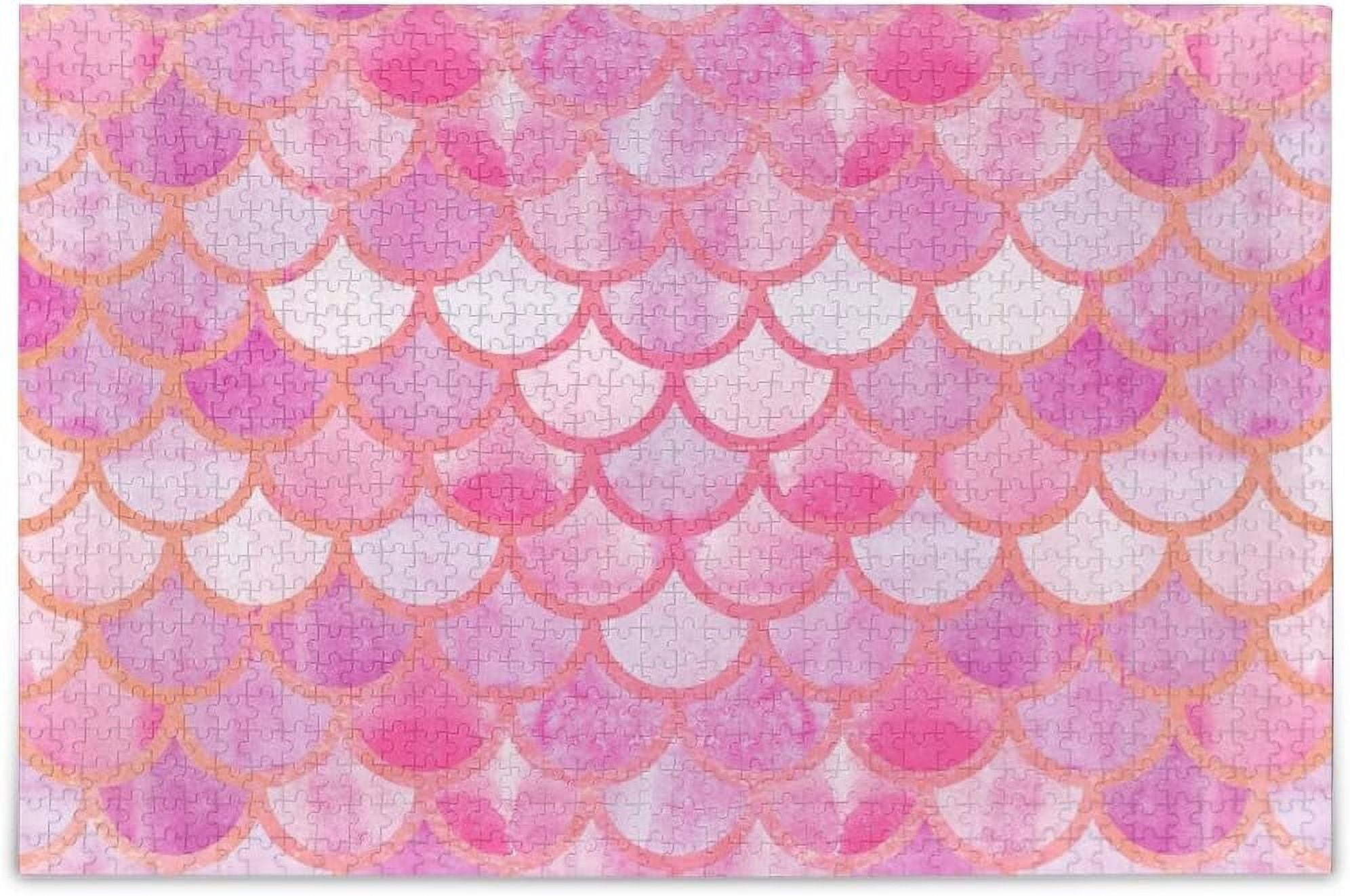 FREEAMG Watercolor Pink Mermaid Scale Fish Tail Scales Marine Sea Life ...