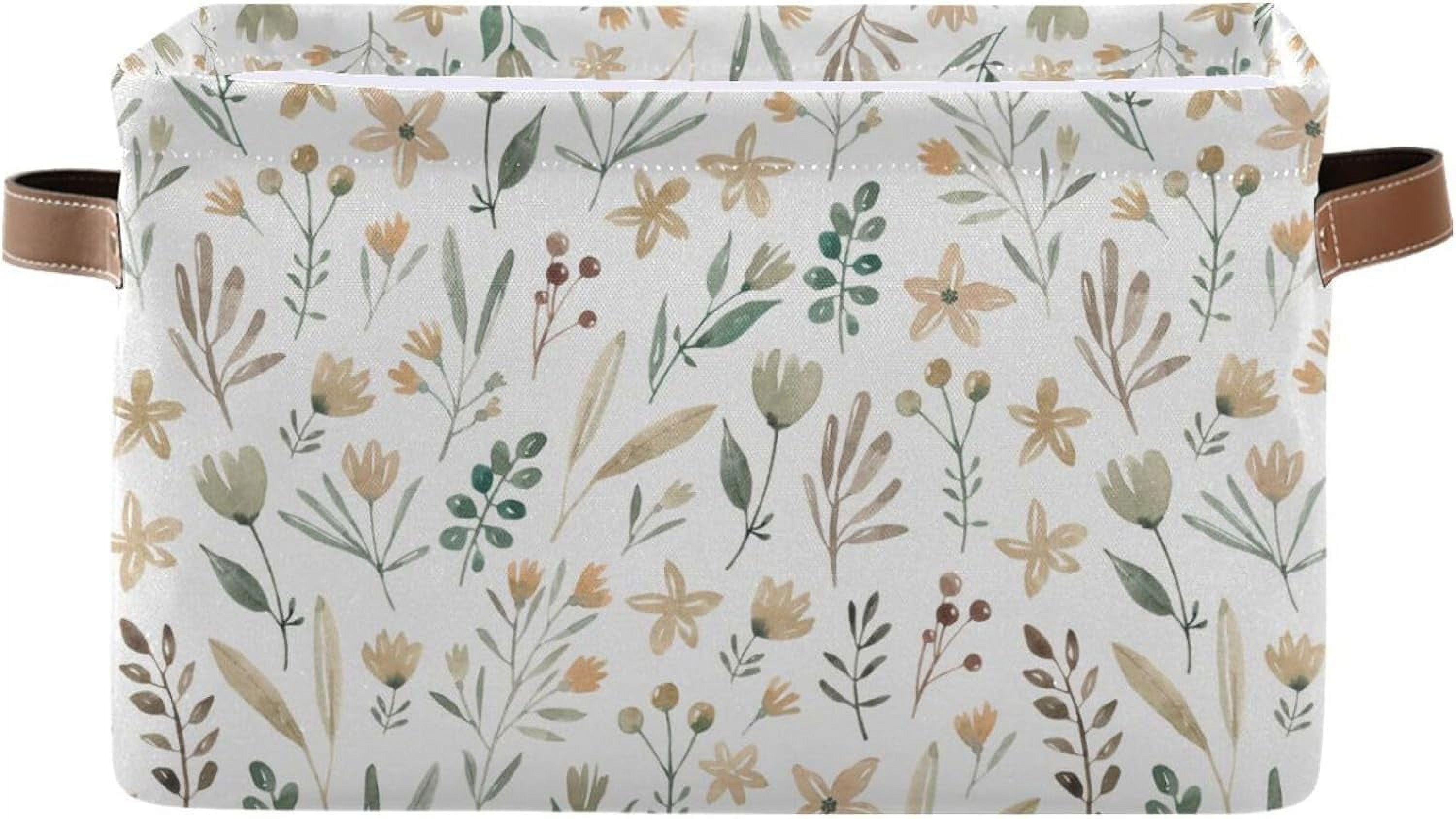 FREEAMG Watercolor Plants Foldable Canvas Storage Bin, Sturdy Fabric ...