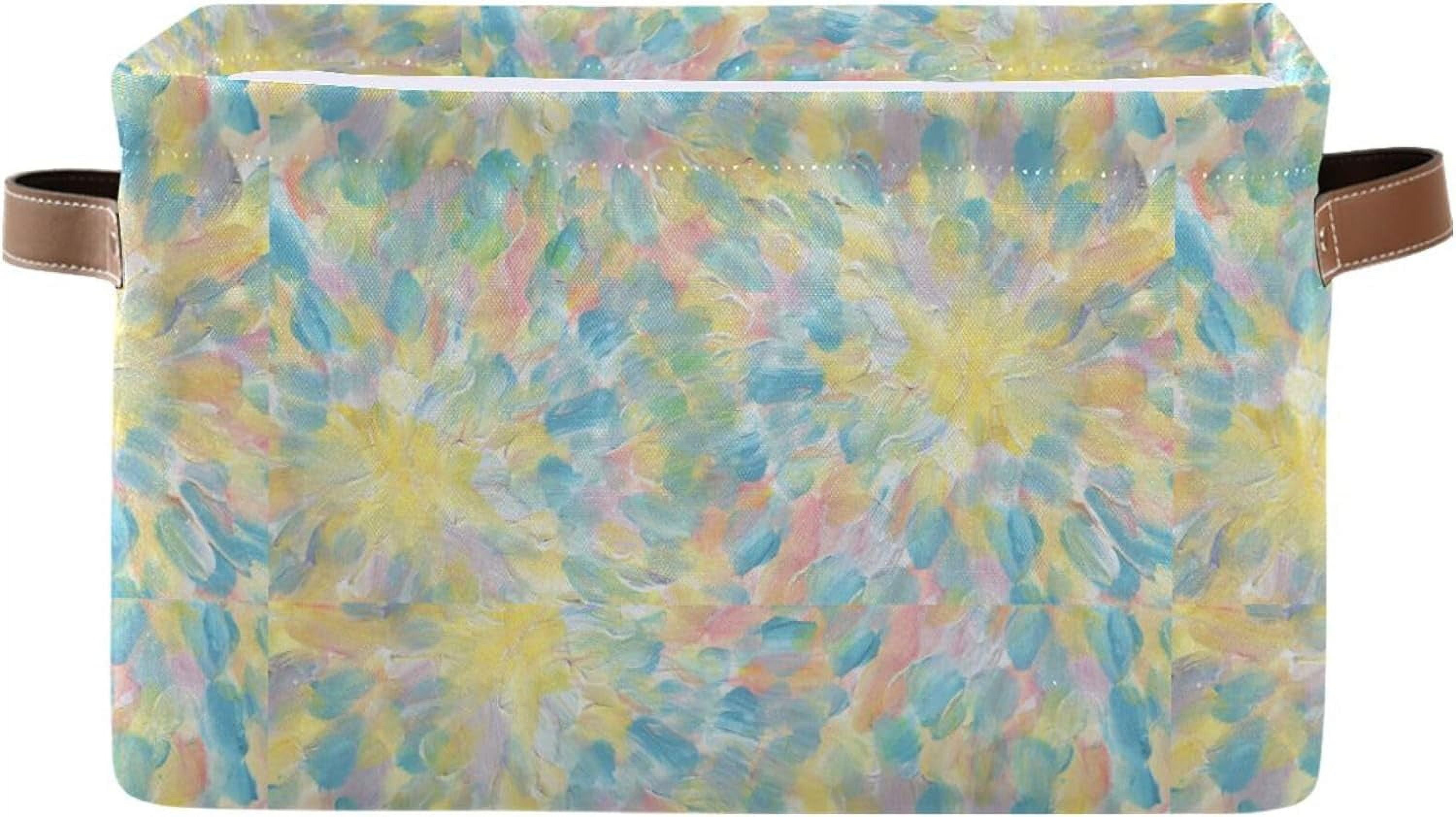 FREEAMG Watercolor Smear Painting Foldable Canvas Storage Bin, Sturdy ...