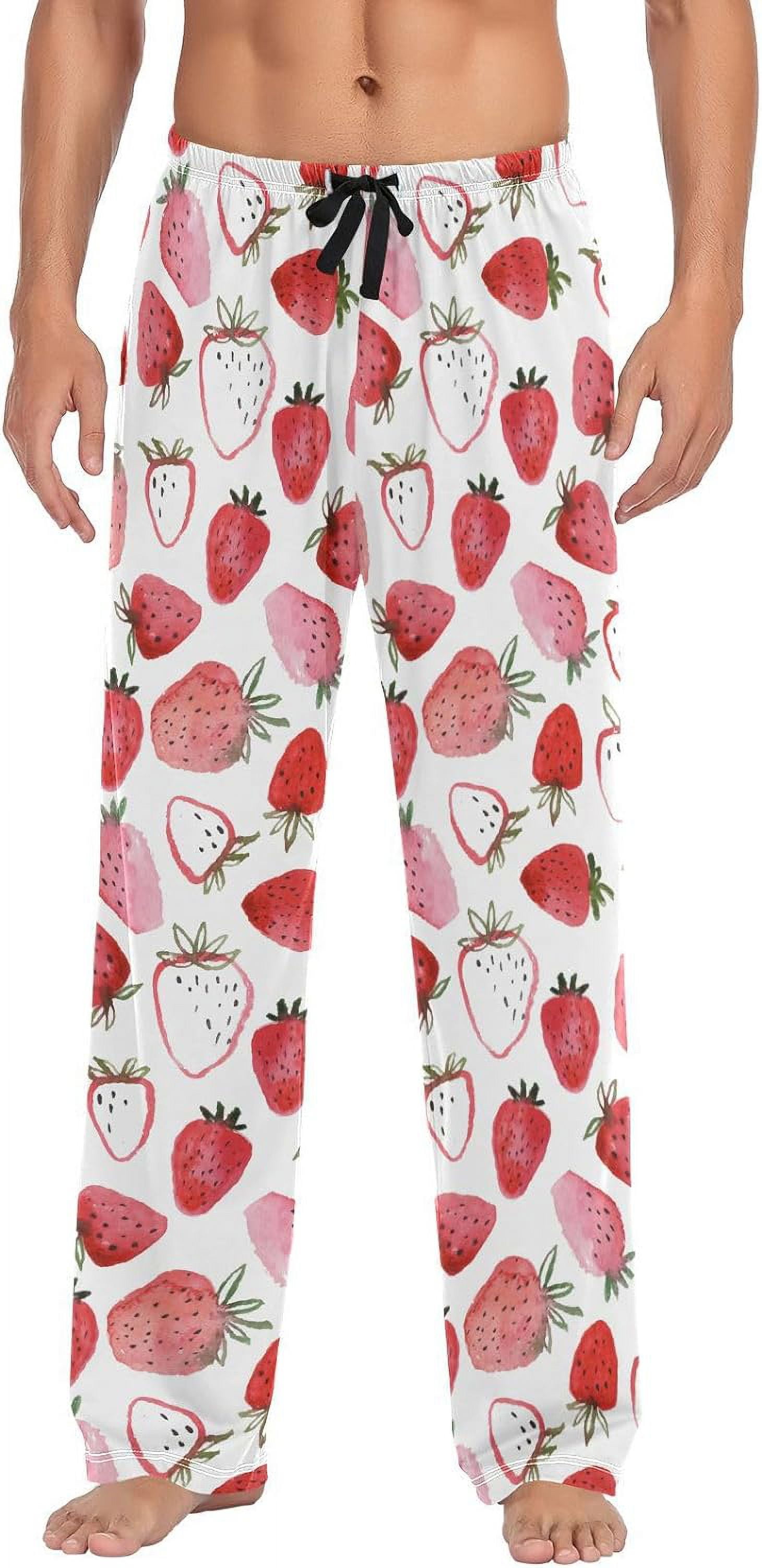 FREEAMG Watercolor Strawberries Pajama Pants for Men, Men's Separate ...