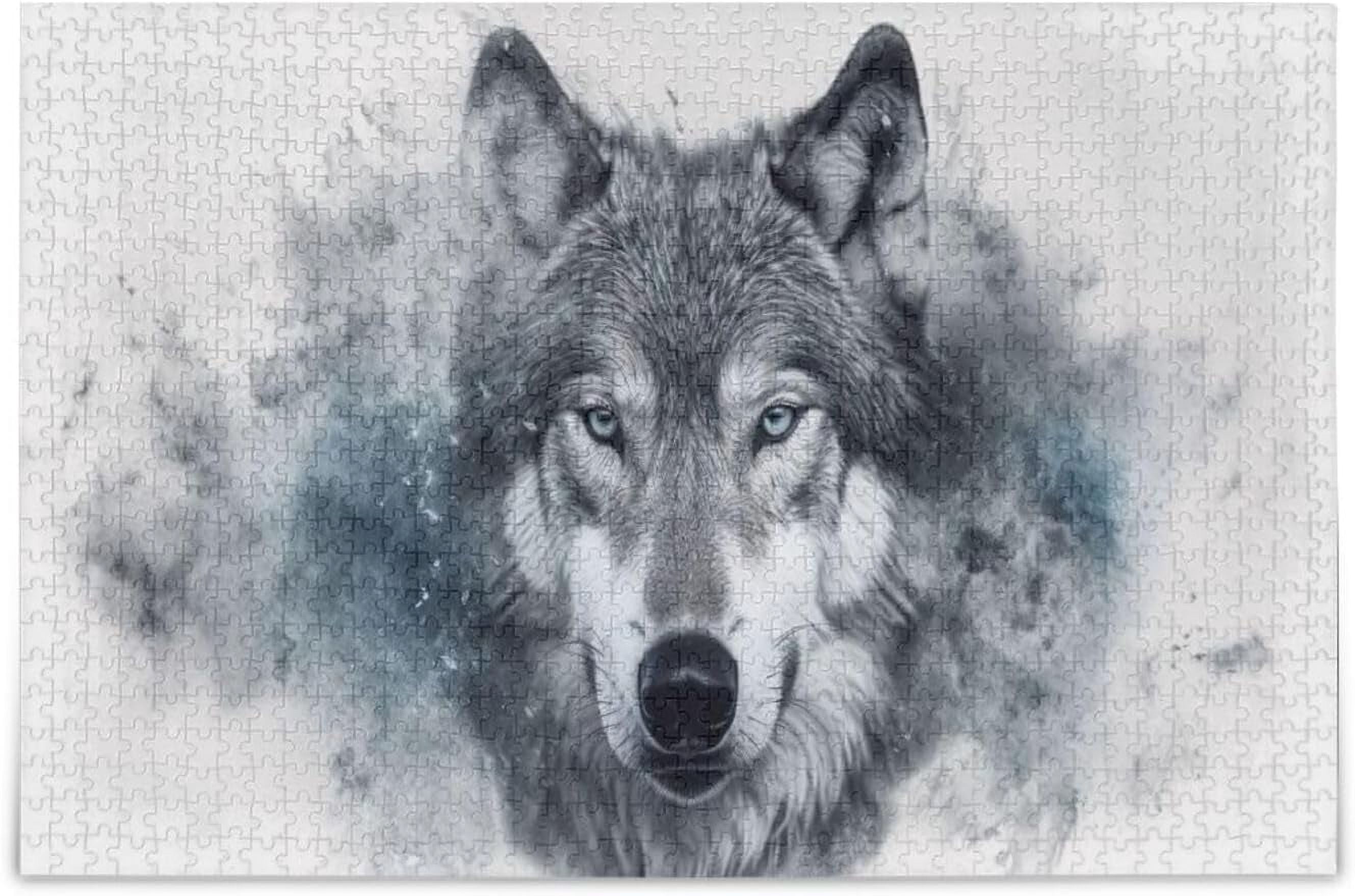 FREEAMG Watercolor Wolf Jigsaw Puzzles for Adults 1000 Piece, Puzzles ...