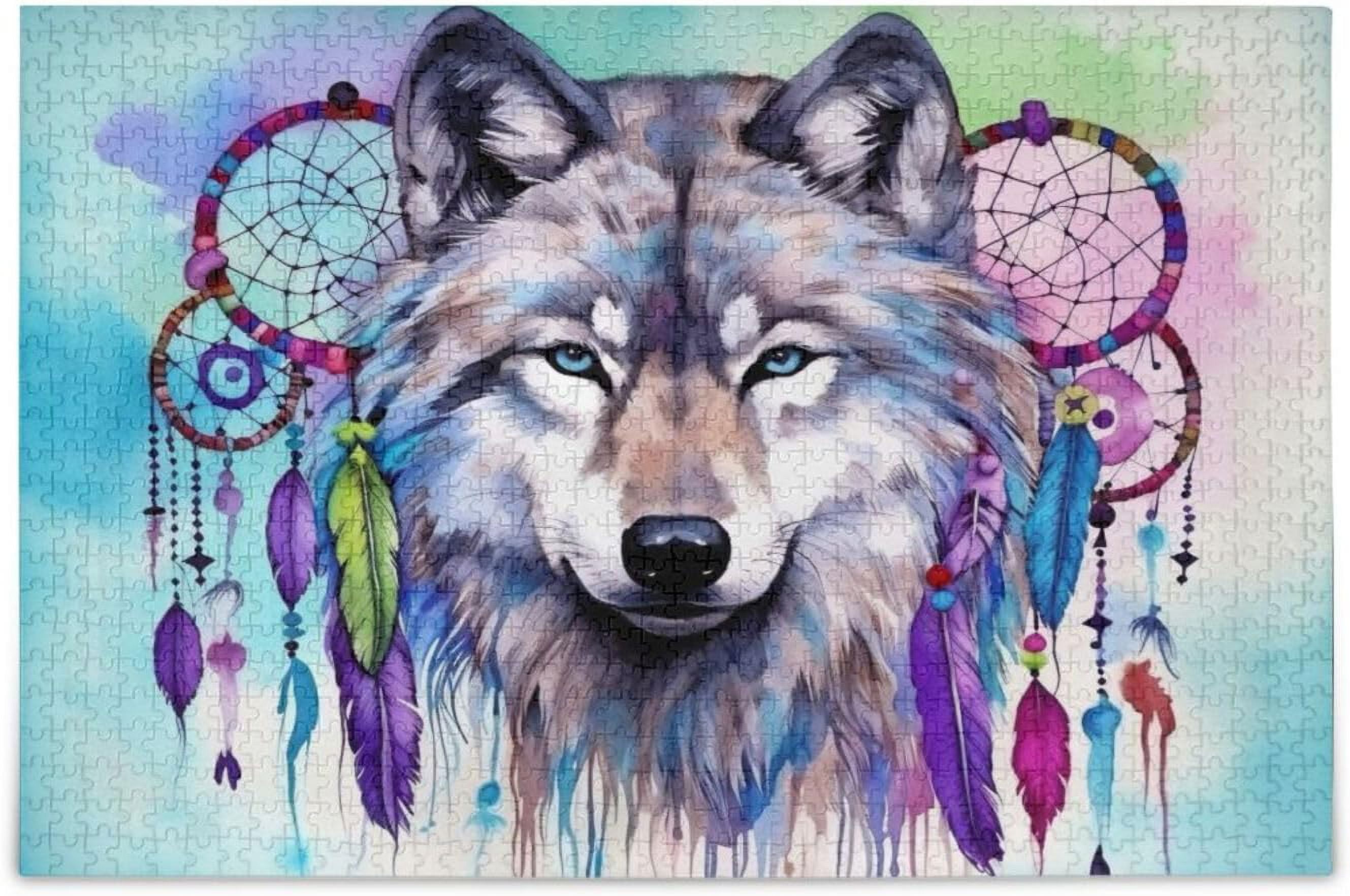 FREEAMG Watercolor Wolf Jigsaw Puzzles for Adults 500 Piece, Puzzles ...