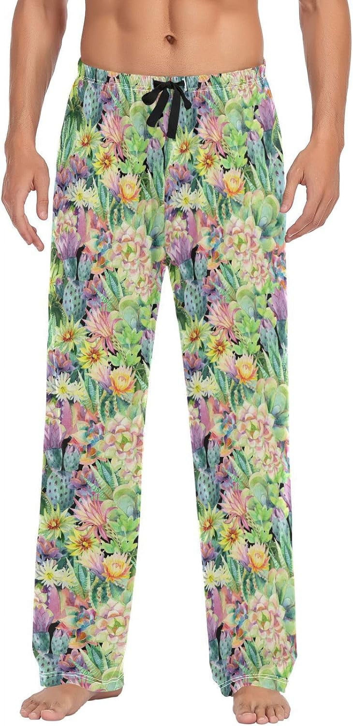 FREEAMG Watercolour Cactus Pajama Pants for Men, Men's Separate Bottoms ...