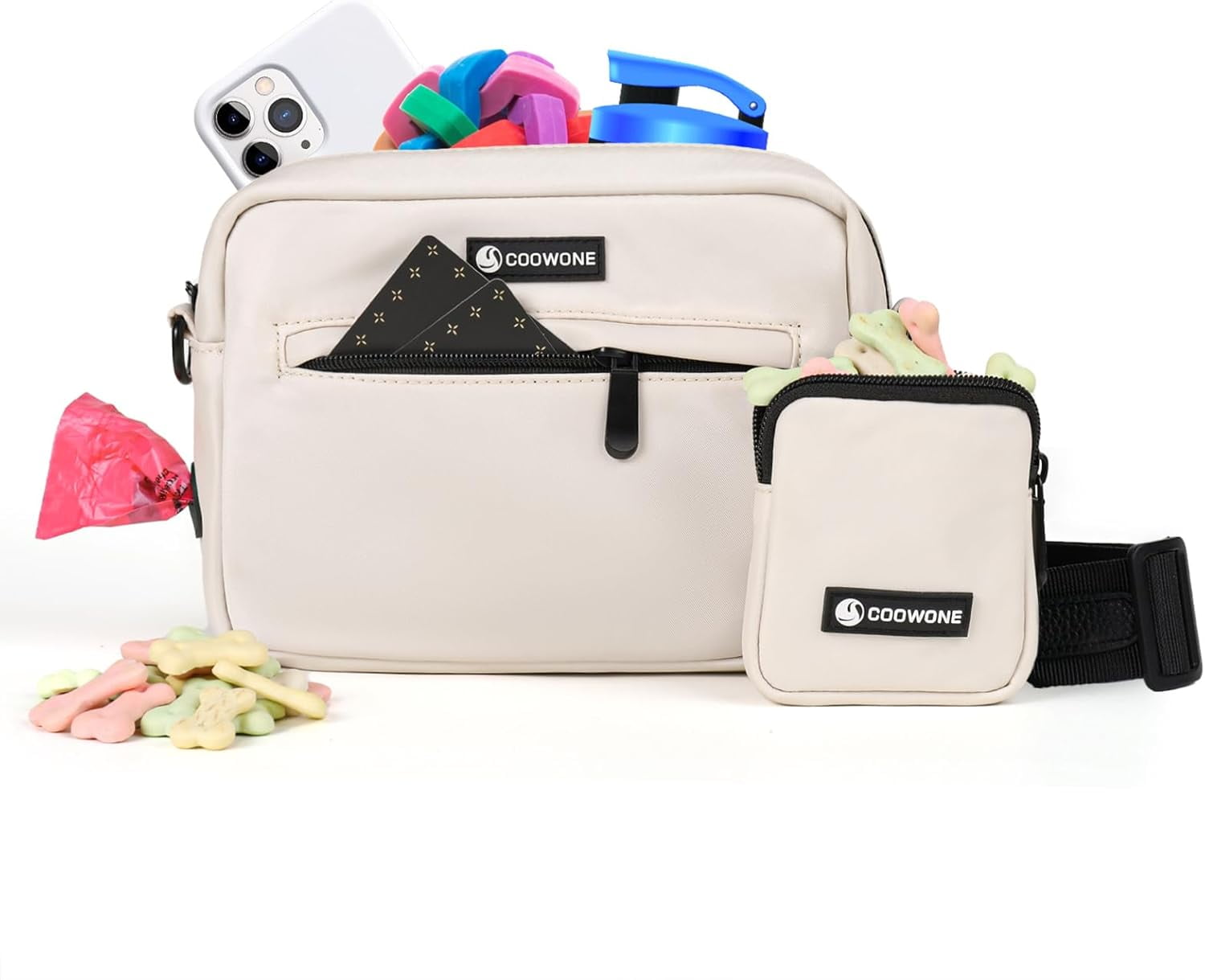 FREEAMG Waterof Dog Wal Bag with Small Pouch and Treat Compartment ...