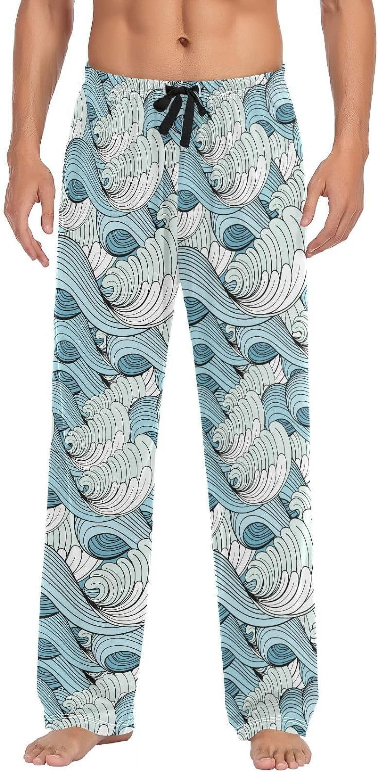 FREEAMG Wave Pajama Pants for Men, Men's Separate Bottoms, Comfortable ...