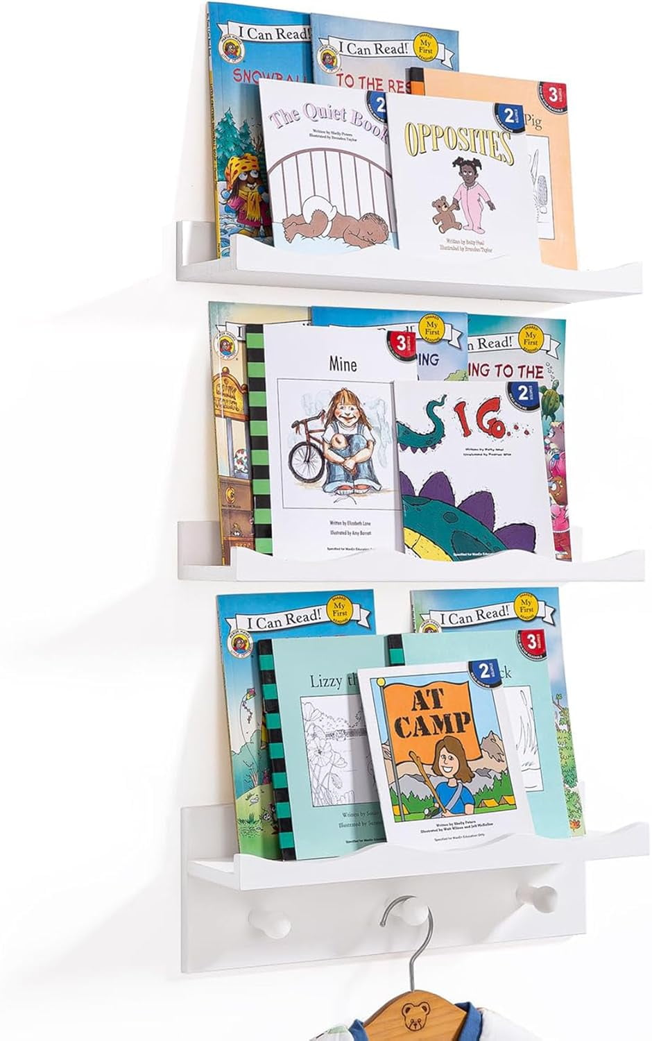 FREEAMG Wavy Wall Mounted Floating Shelves, 16 Inch White Picture Ledge ...