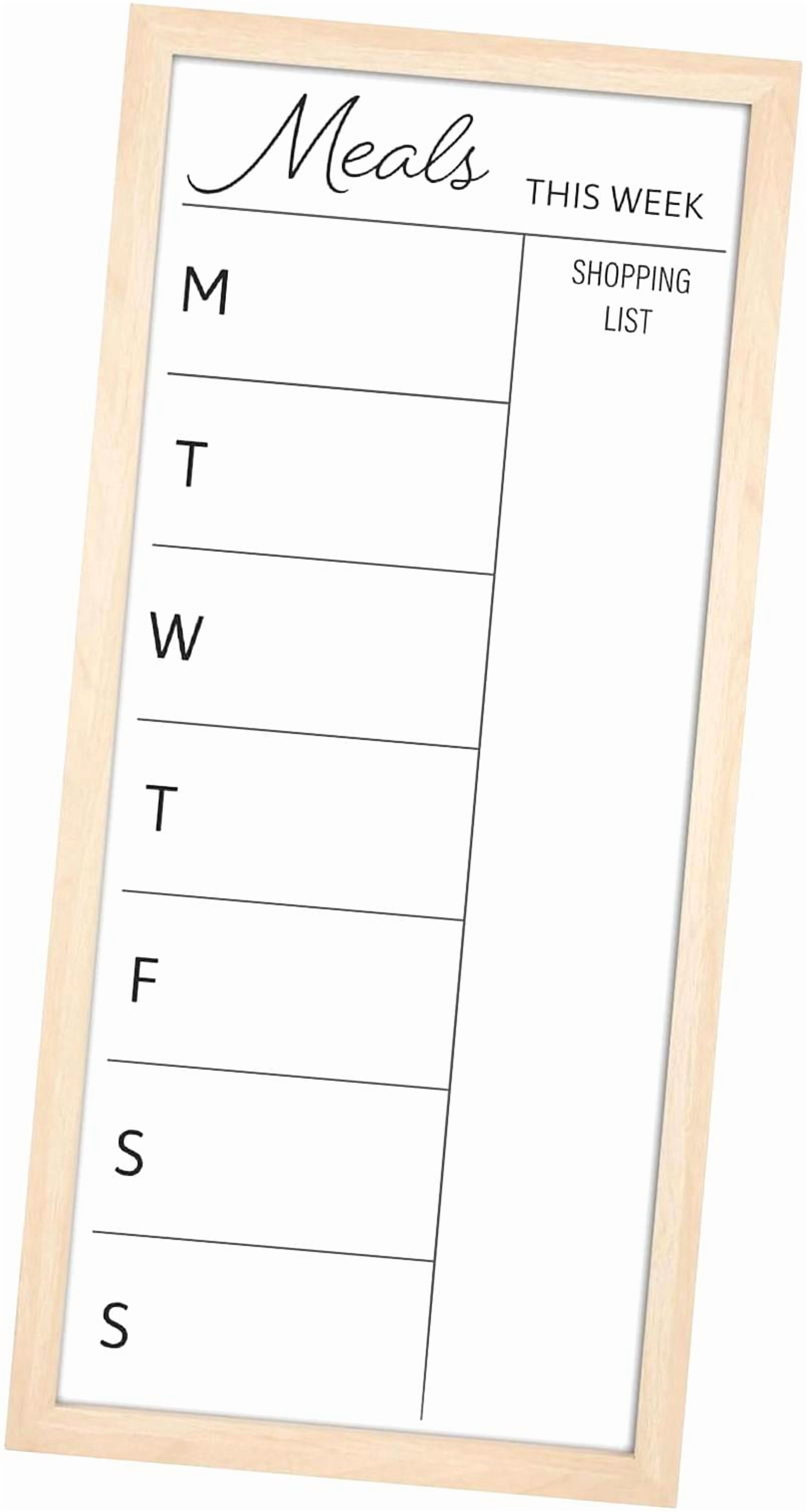 FREEAMG Weekly Meal Organizer 14x30 Framed Natural Whiteboard Wall ...