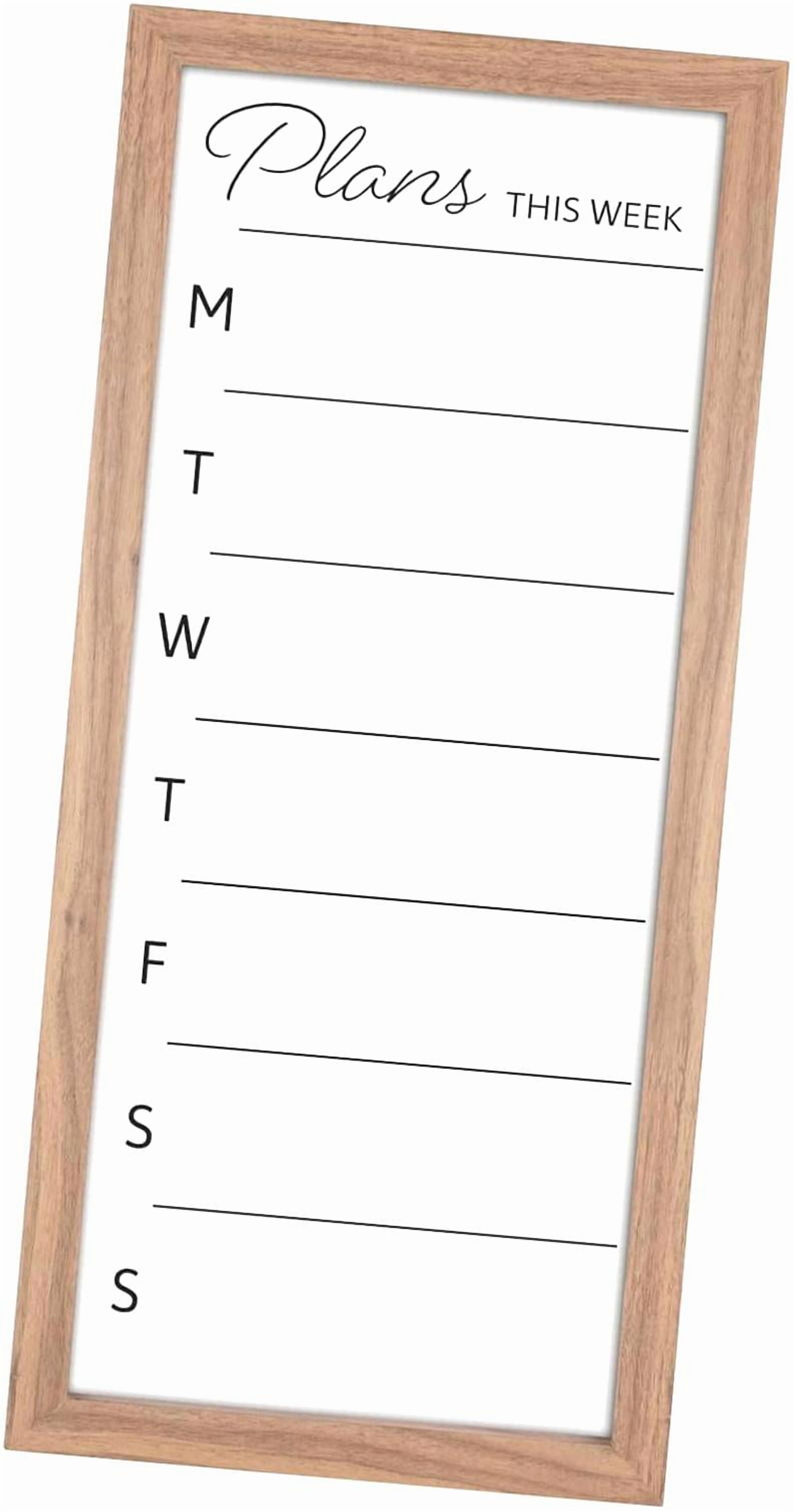 FREEAMG Weekly Schedule Board 11x24 Walnut Framed Wall Whiteboard ...