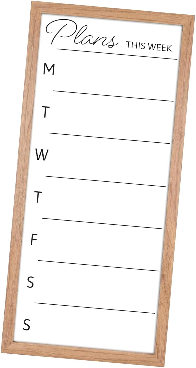 FREEAMG Weekly Schedule Board 14x30 Walnut Framed Wall Whiteboard, Organize Your Week with ...