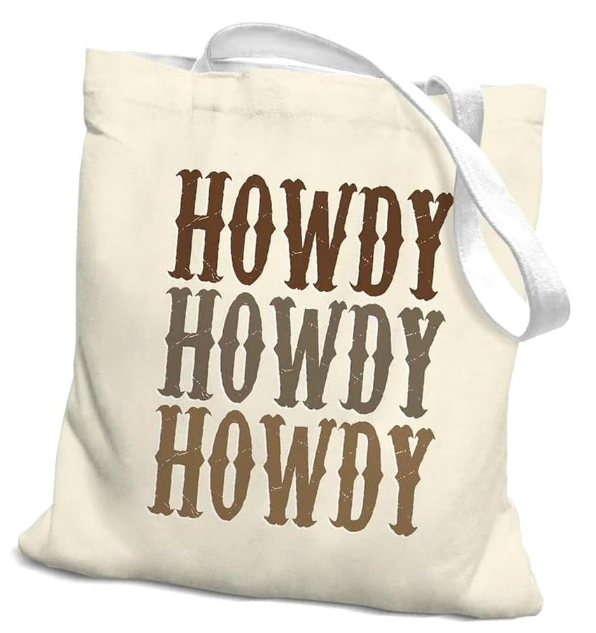 FREEAMG Western Cowgirl Howdy Preppy Canvas Tote Bag, Howdy Sign, Market Bags, Western Vintage ...