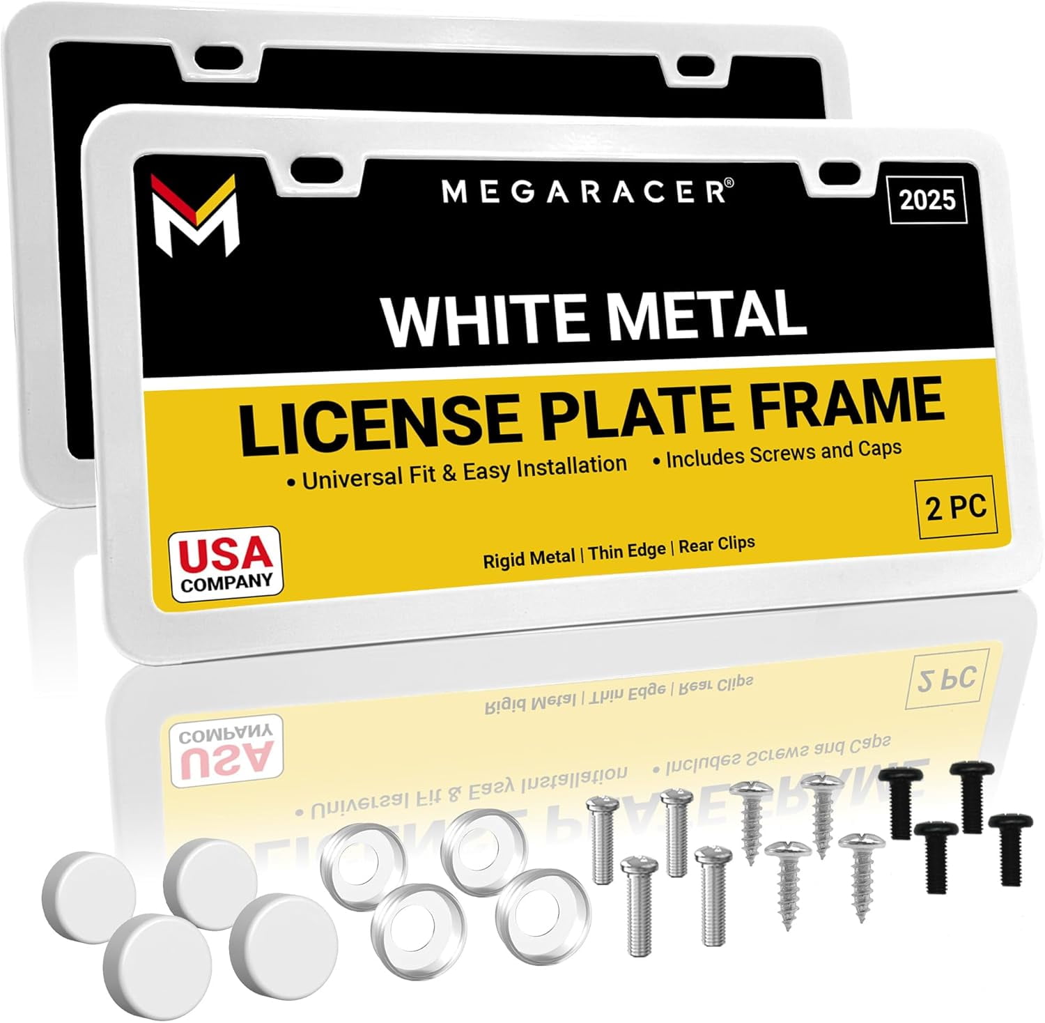 FREEAMG White License Plate Frame | White Metal License Plate Frames 2 ...