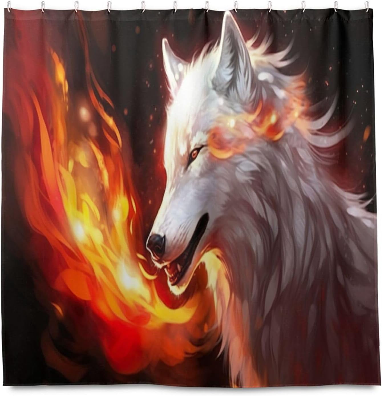 FREEAMG White Wolf Shower Curtain - 72x72 Inch Waterproof Fabric Shower ...