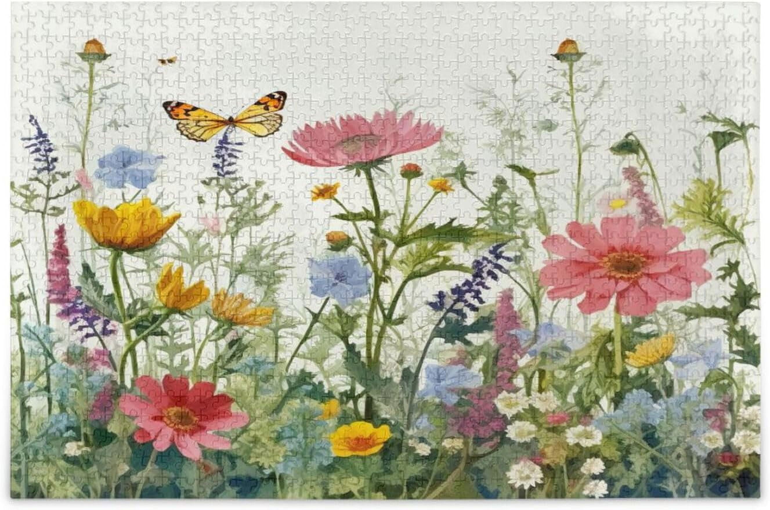 Wildflowers Butterfly 1000 Piece Large Jigsaw Puzzle for Adults - Game ...