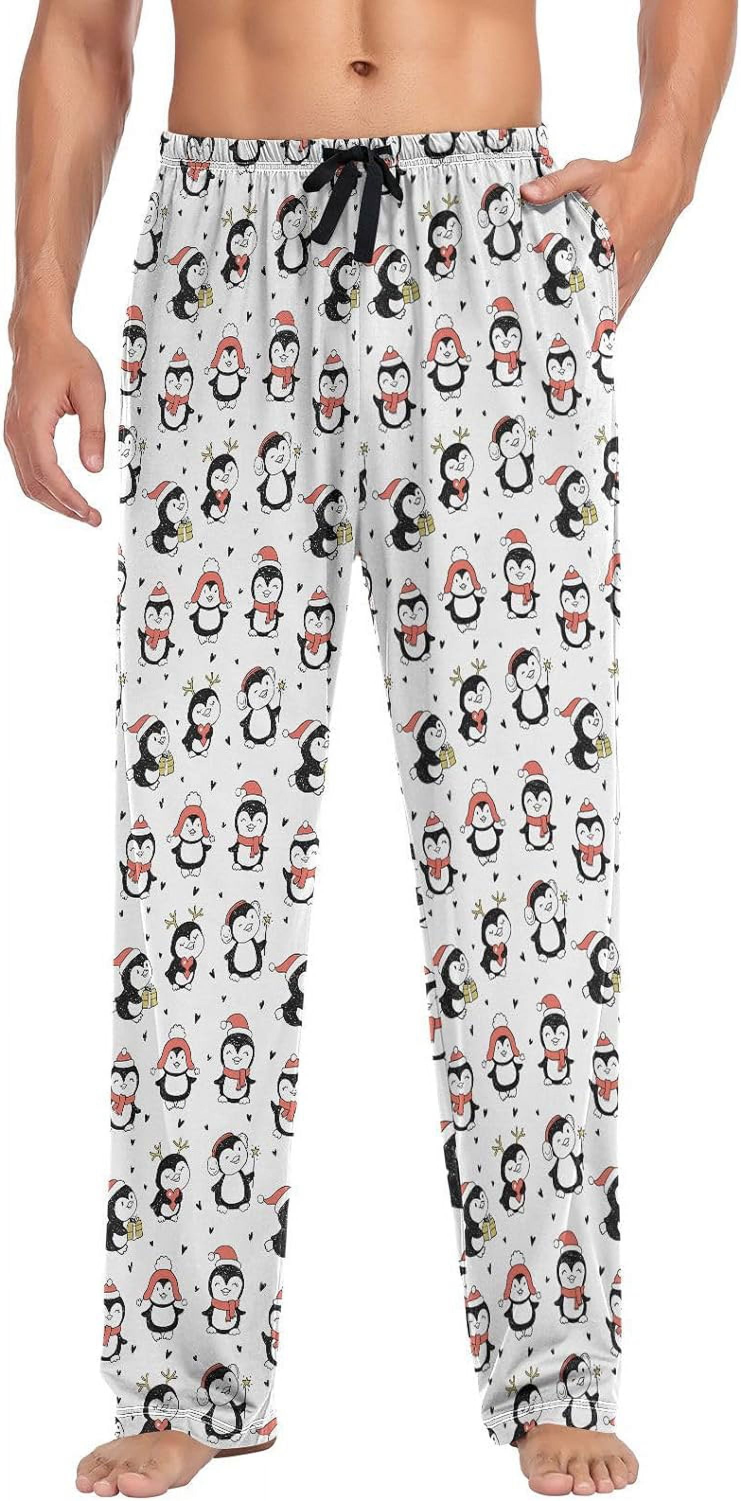FREEAMG Winter Cute Penguins Pajama Pants for Men, Men's Separate ...
