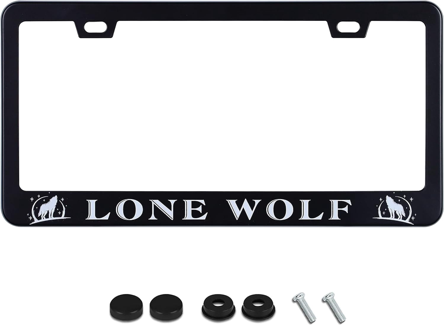 FREEAMG Wolf License Plate Frame Stainless Steel Car Accessories Lone ...