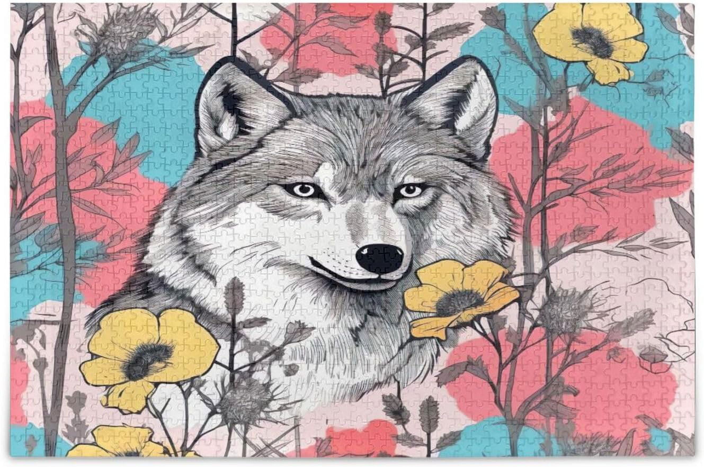 FREEAMG Wolf Pattern Puzzle 1000 Pieces - Wooden Jigsaw Puzzles for ...